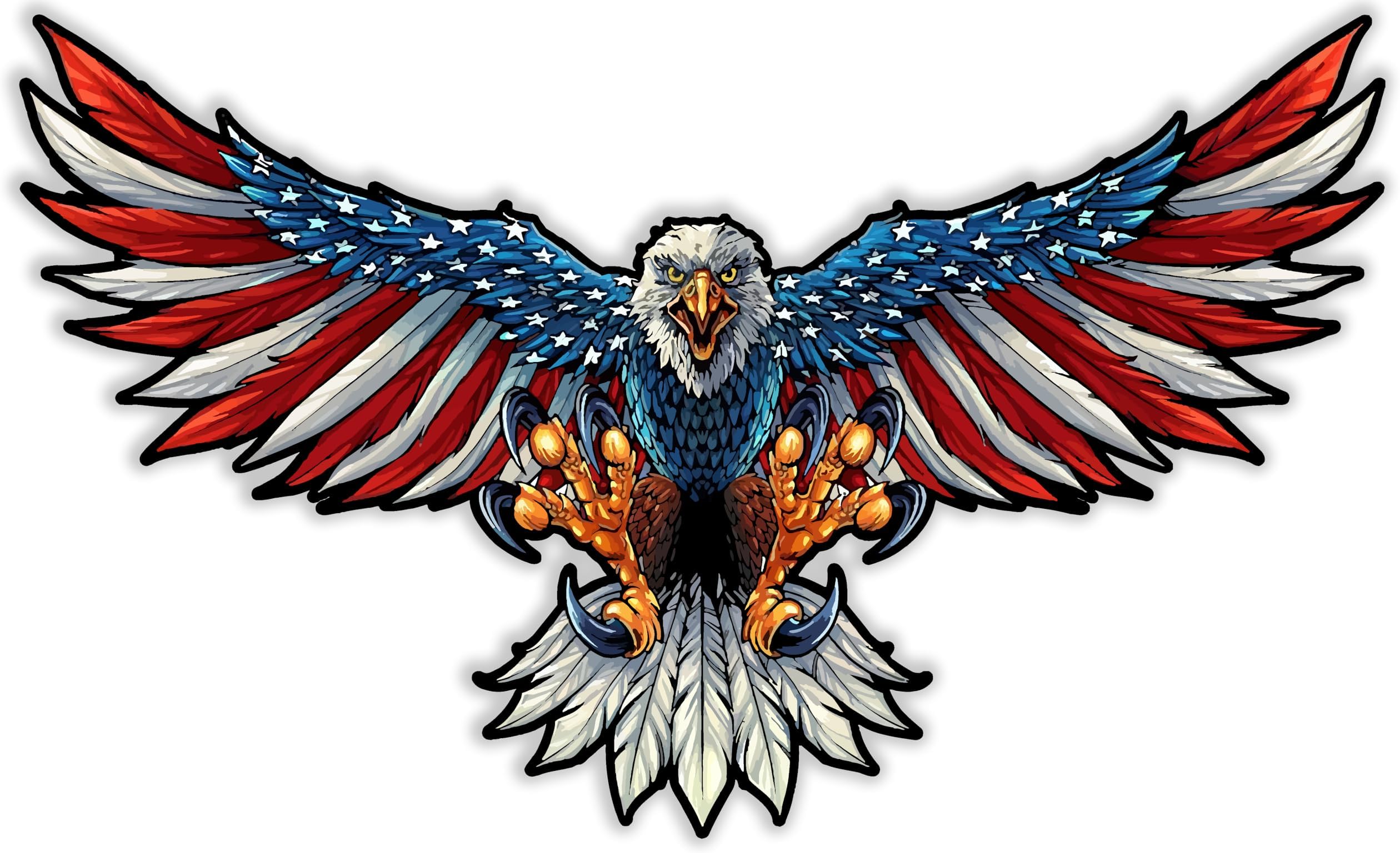 Amazon.com - WSQ American Bald Eagle Flag Decal Sticker - 12 Inches ...