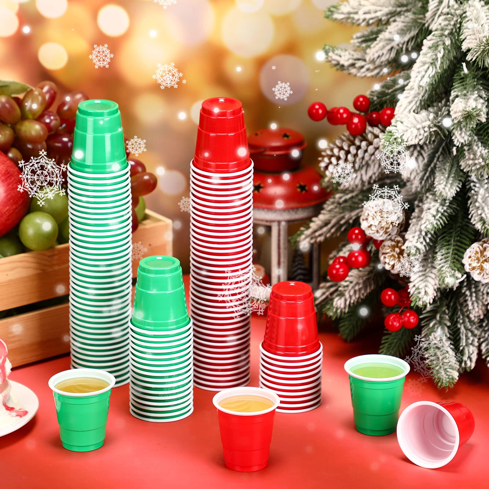 Snapklik.com : Roshtia 100 Pack 2 Oz Christmas Shot Disposable Cups Red ...