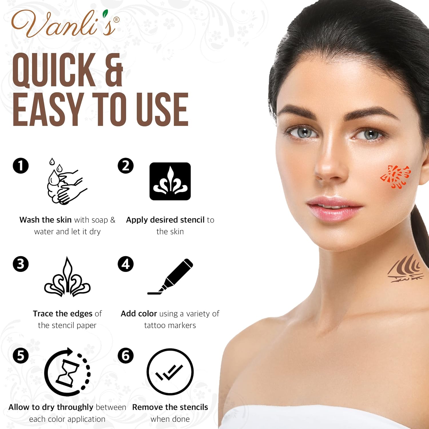 Buy Vanli’s Temporary Tattoo Markers - Skin-Safe Markers - Washable ...