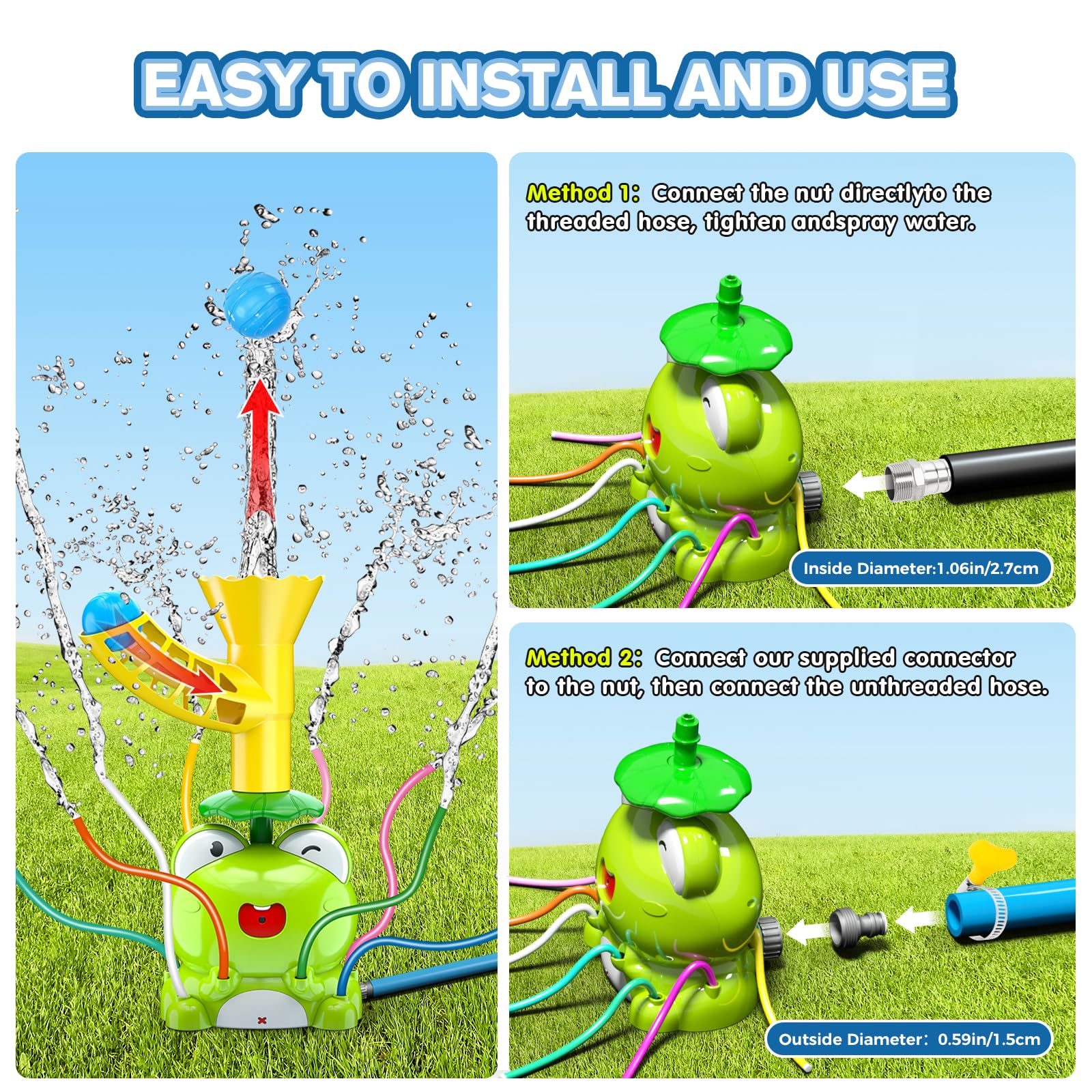 Snapklik.com : Kids Outdoor Water Play Sprinklers, 2 In 1 Frog ...