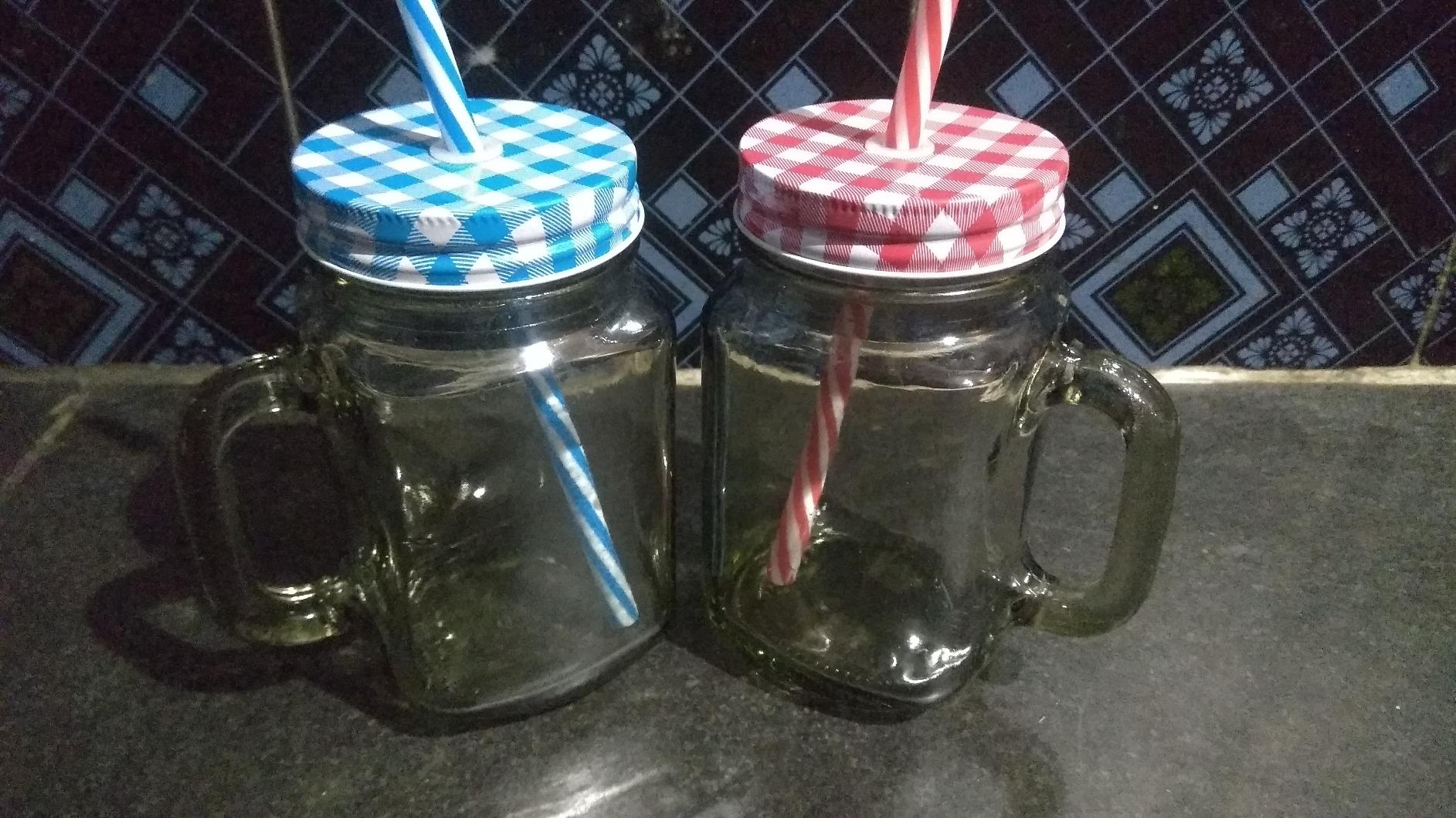 Buy SATYAM KRAFT 4 Set Fruit Glass Mason Jar for kitchen Storage ...