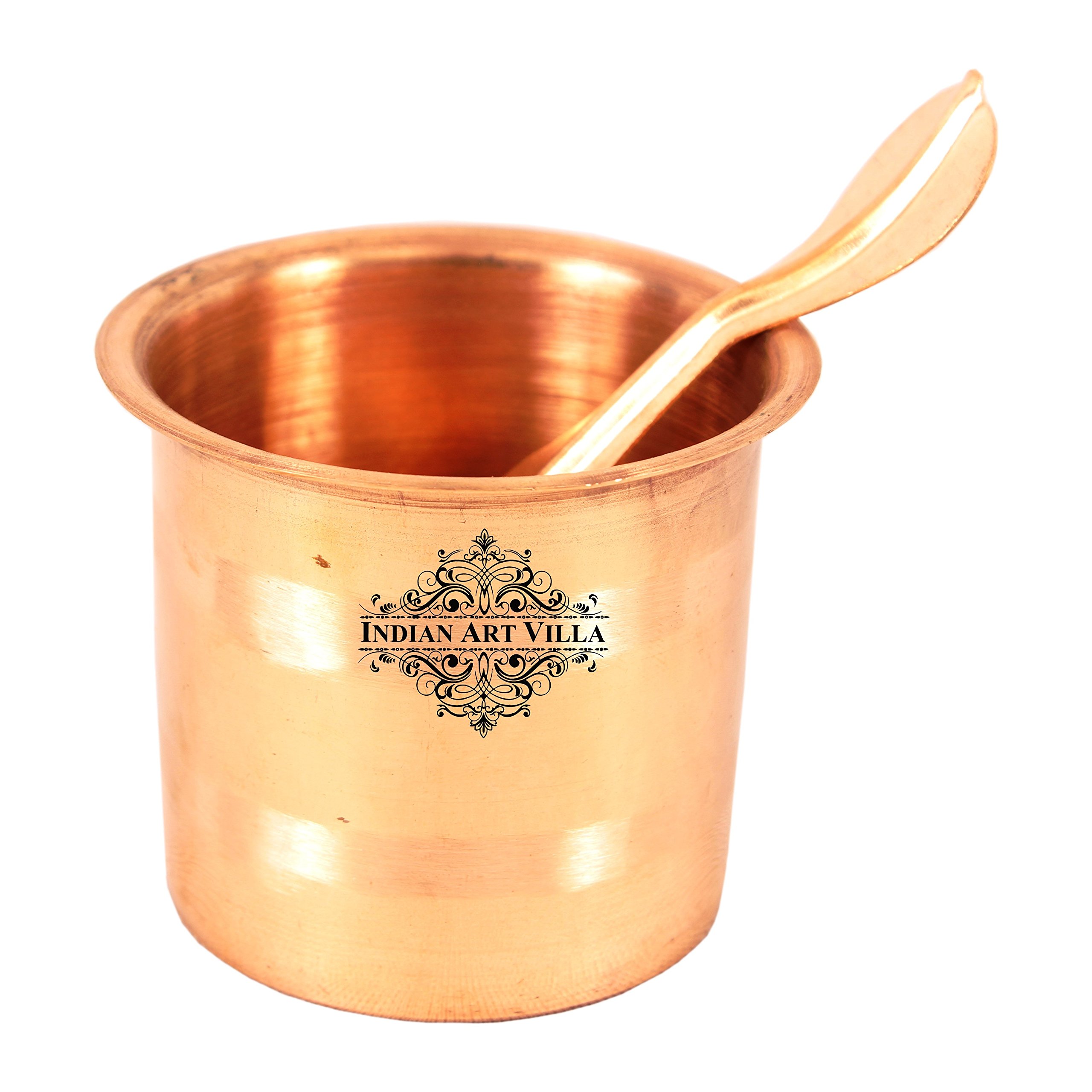 Buy INDIAN ART VILLA Copper Pooja Patra With Spoon (2.5 x 3 inch, Brown ...