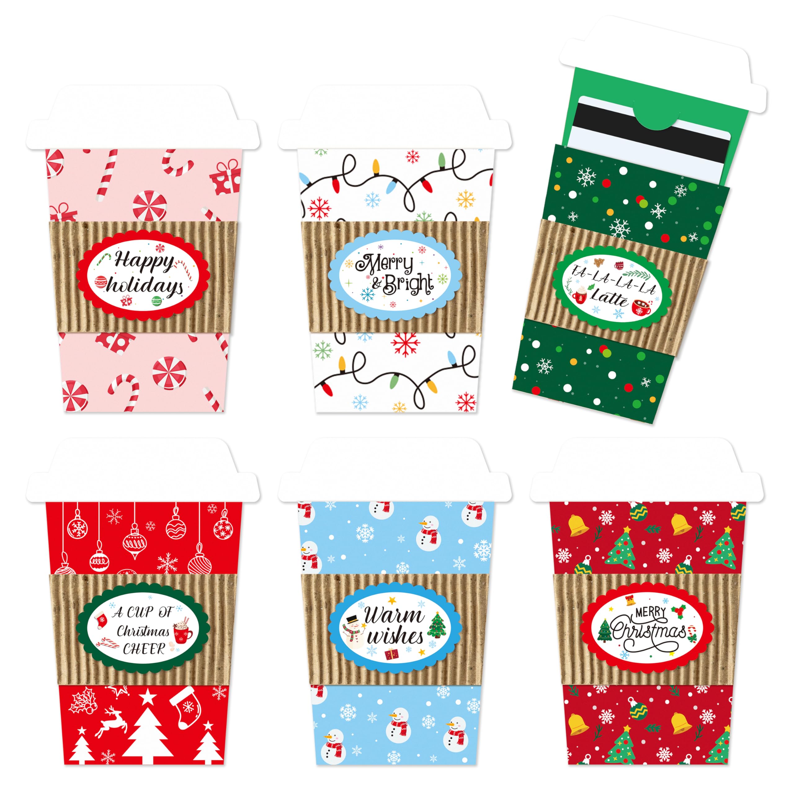 Amazon.com : ANGOLIO Christmas Coffee Cup Gift Card Holder - 12 Set ...