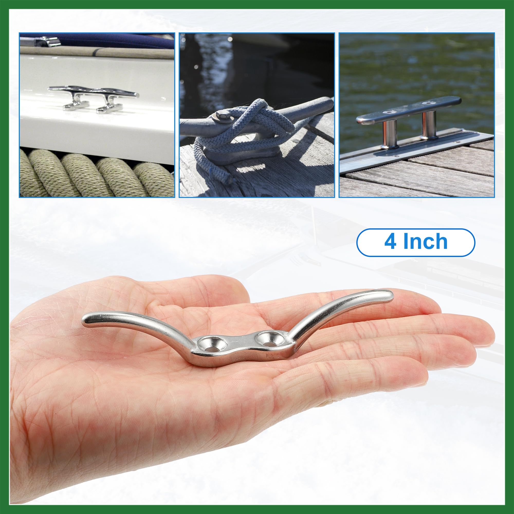 Motoforti 4 Inch Stainless Steel Flagpole Cleat Hook Boat Deck Cleats ...