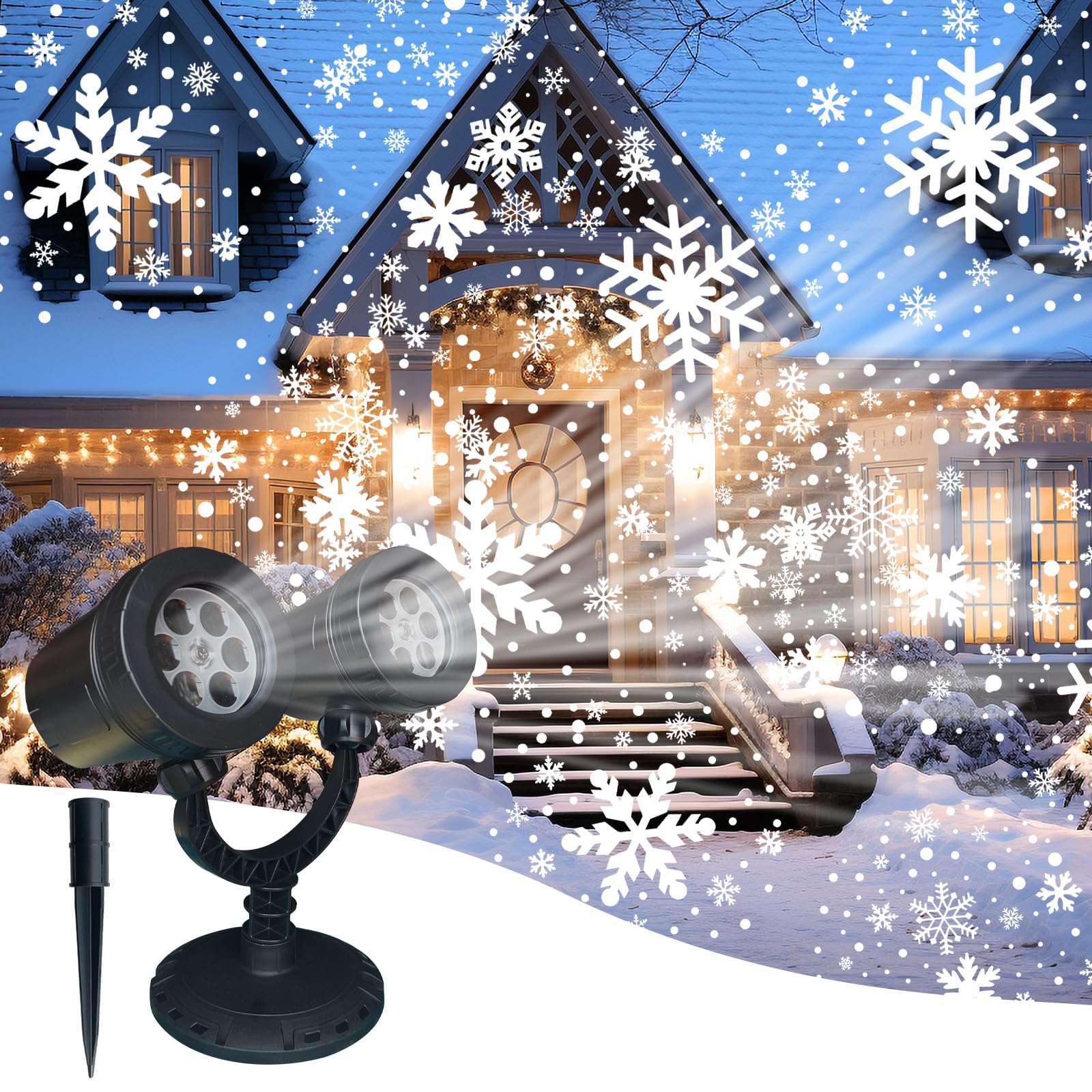 Amazon.com: Christmas Snow Projector Outdoor, LED Snowflake Projector ...