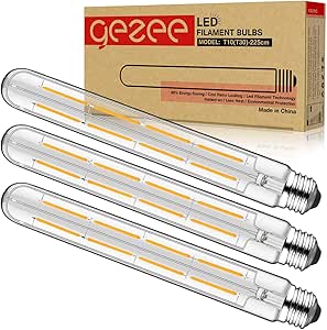 GEZEE T10(T30),8.9in(225mm), 3-Pack,Dimmable 8W Long Tube Decorative ...