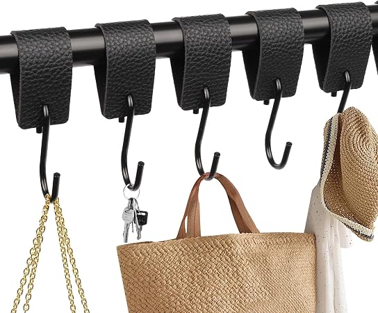 Amazon.com: XIAOCHUAN Stainless Steel & Leather S Hooks, Pack of 6 ...