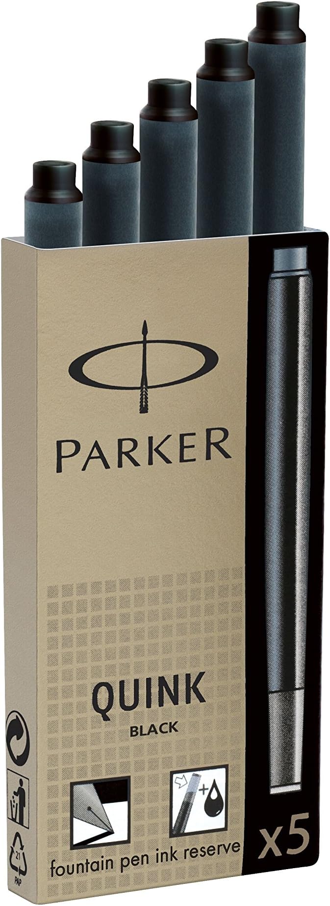 parker fnt pen cart., old model, blk, 5 pc. : Amazon.co.uk: Stationery ...