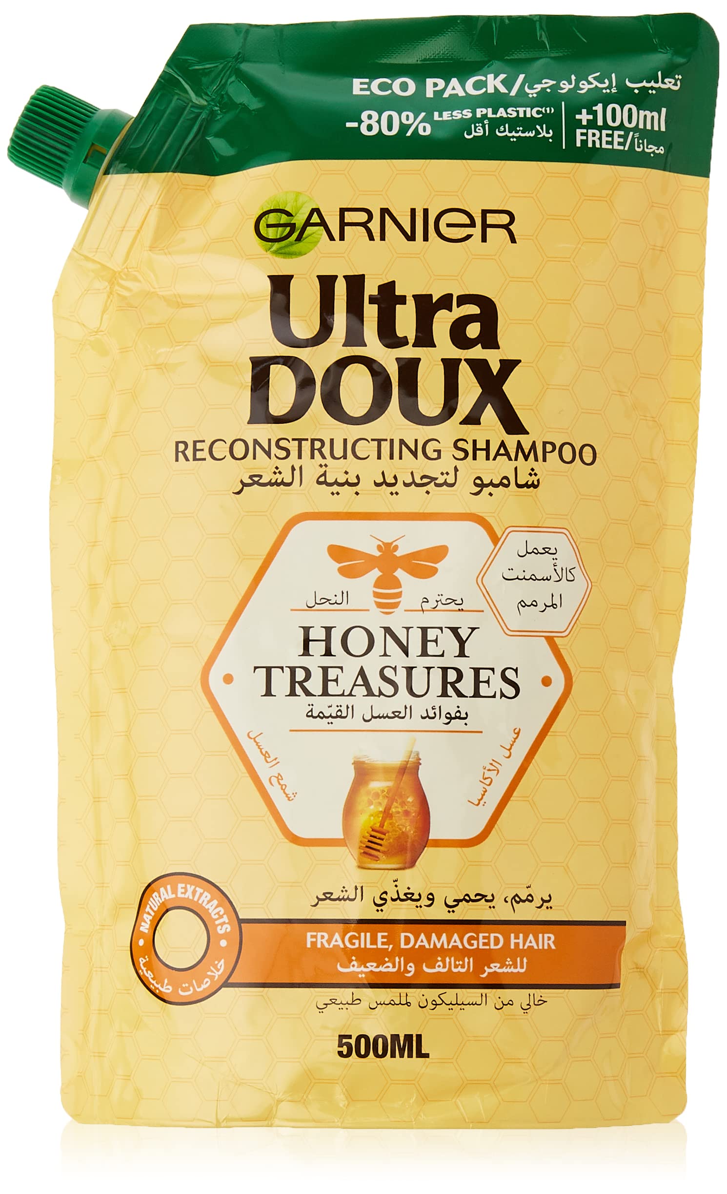 Buy Garnier Ultra Doux Honey Treasures Repairing Shampoo Eco Pack, 500 ...