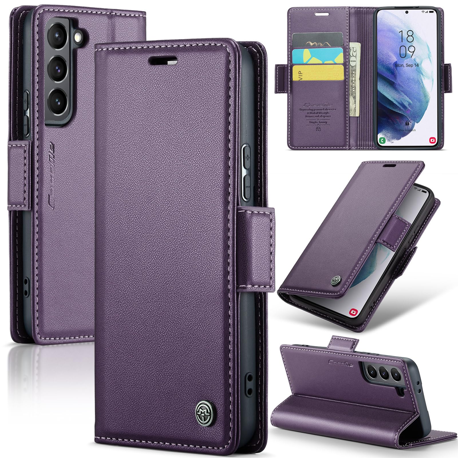 Amazon.com: FCOZCKLOM Compatible with Samsung Galaxy S21 Wallet Case with RFID Blocking Card ...