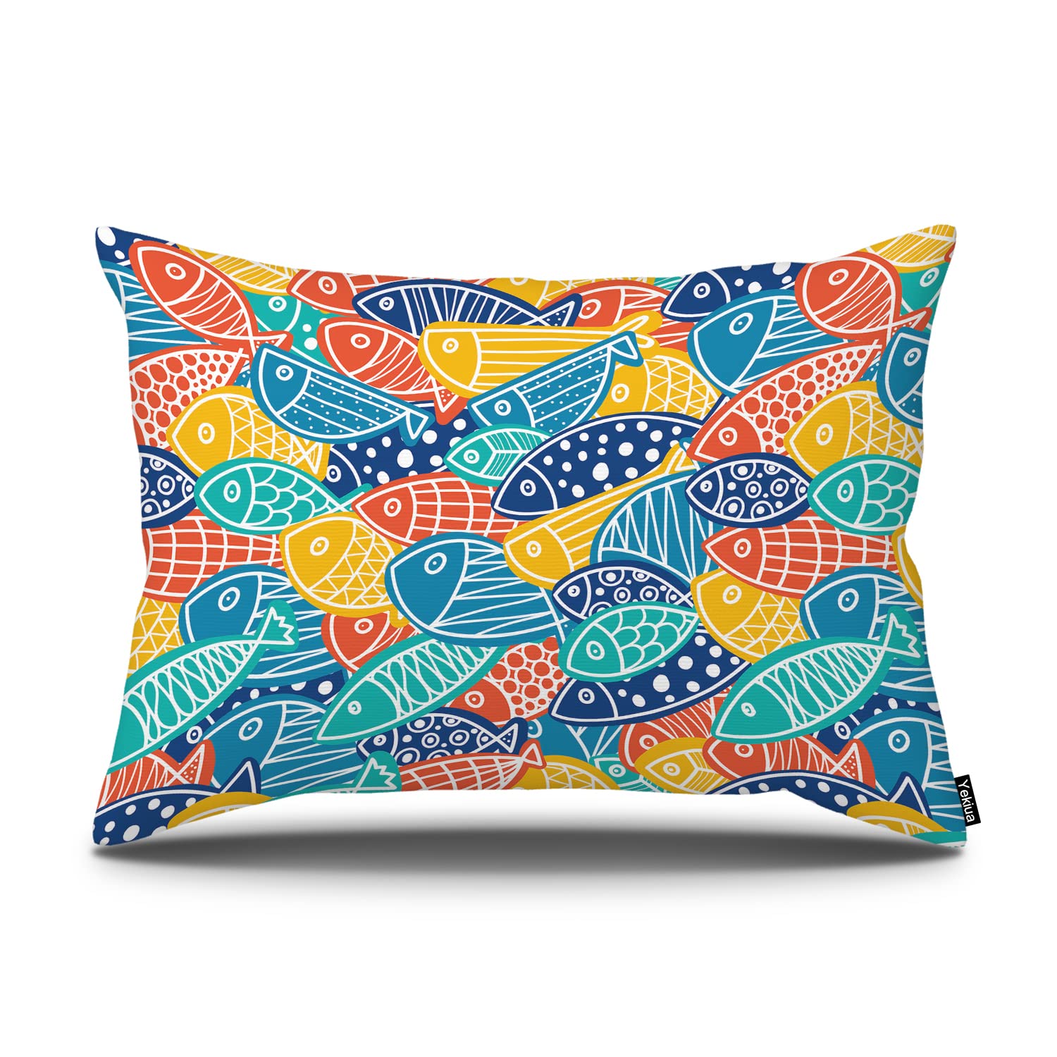 Amazon.com: Yekiua Geometric Fish Pillow Cases Cute Fishes Sea Life ...