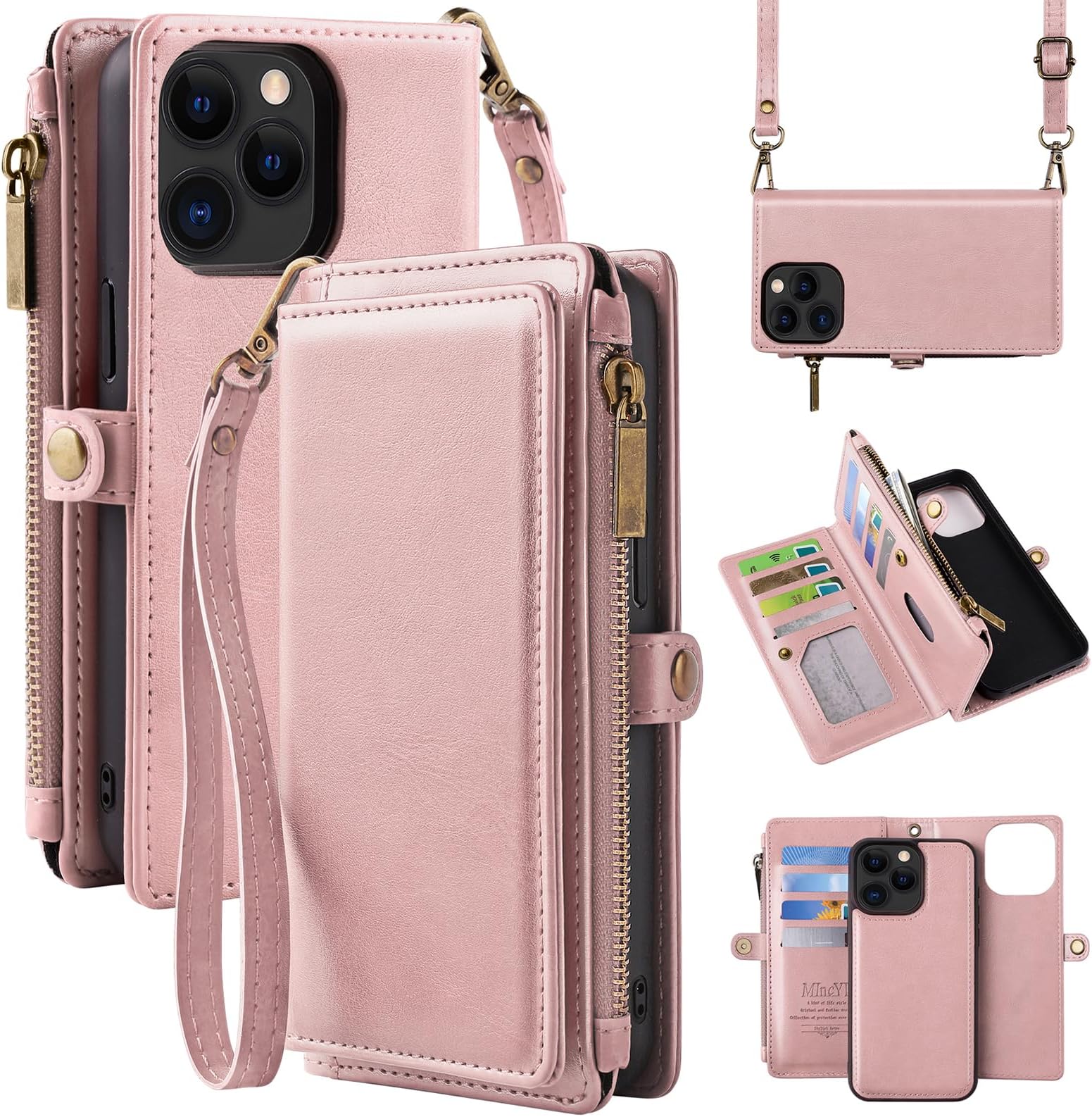 Amazon.com: MInCYB for iPhone 12/12 Pro Wallet Case with Card Holder ...