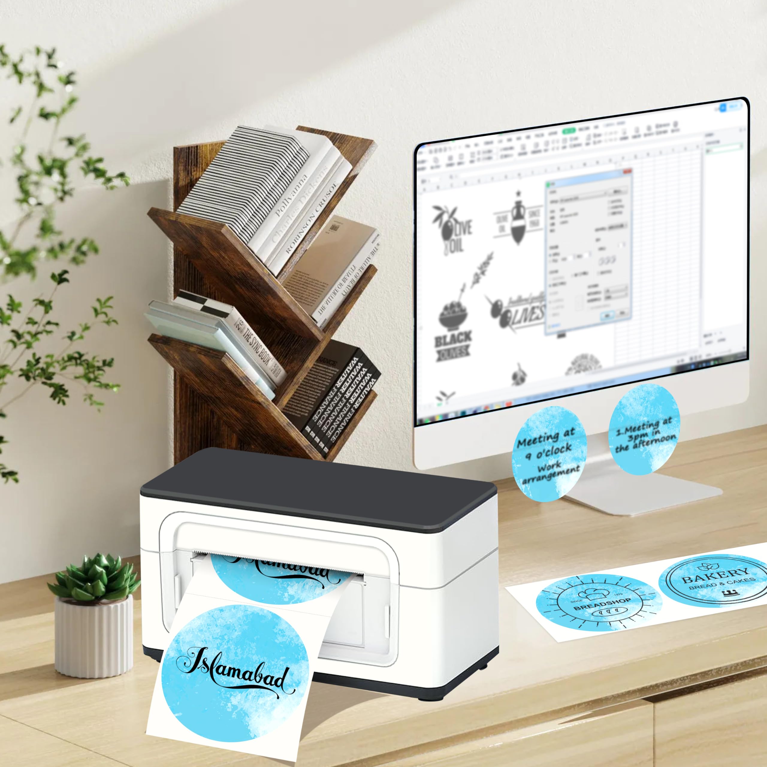 Snapklik.com : PARLAIM 3" Thermal Labels,Blue Watercolor Dot Labels For ...