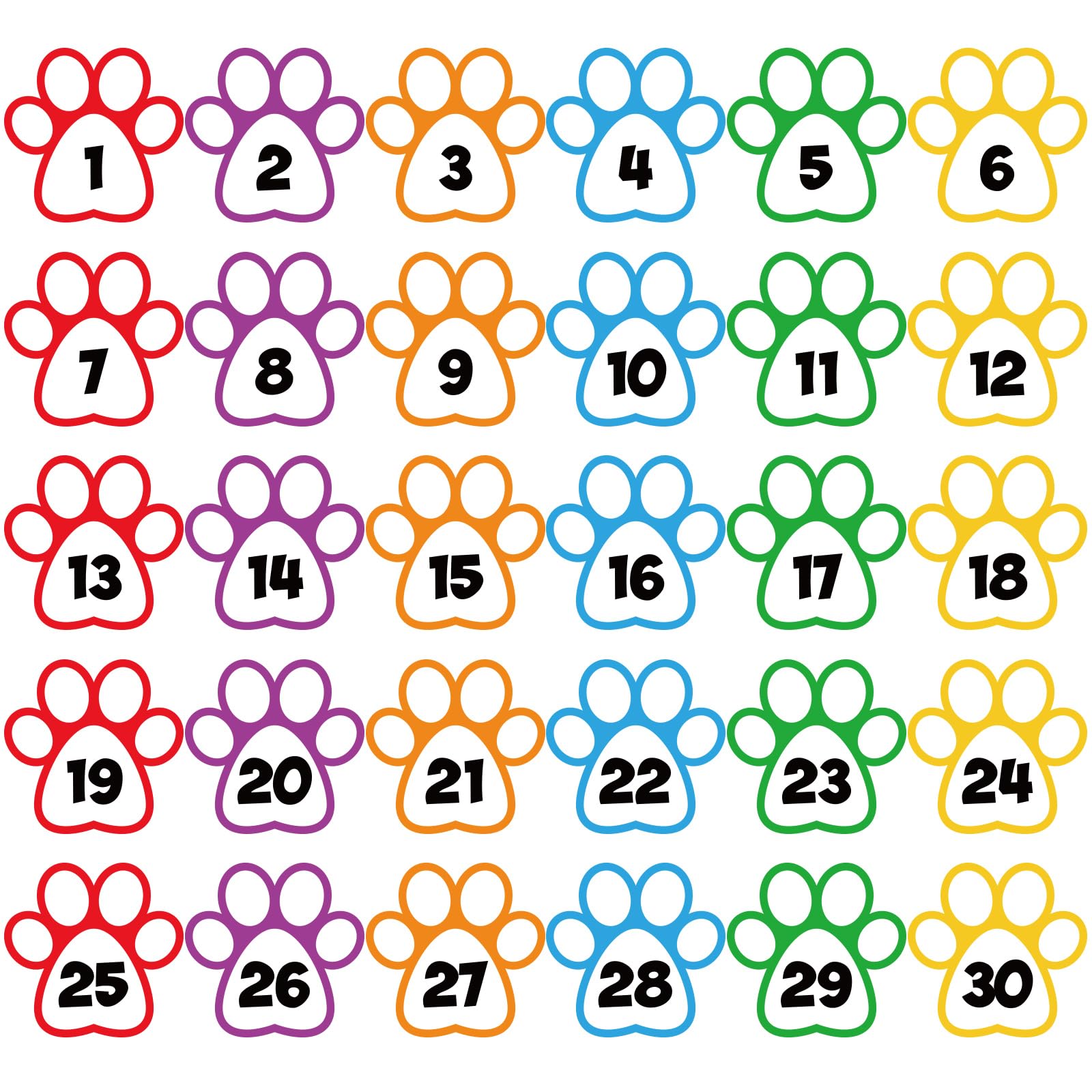 Amazon.com: Outus 30 Pcs 6 Inch Paw Prints Floor Stickers for Classroom ...