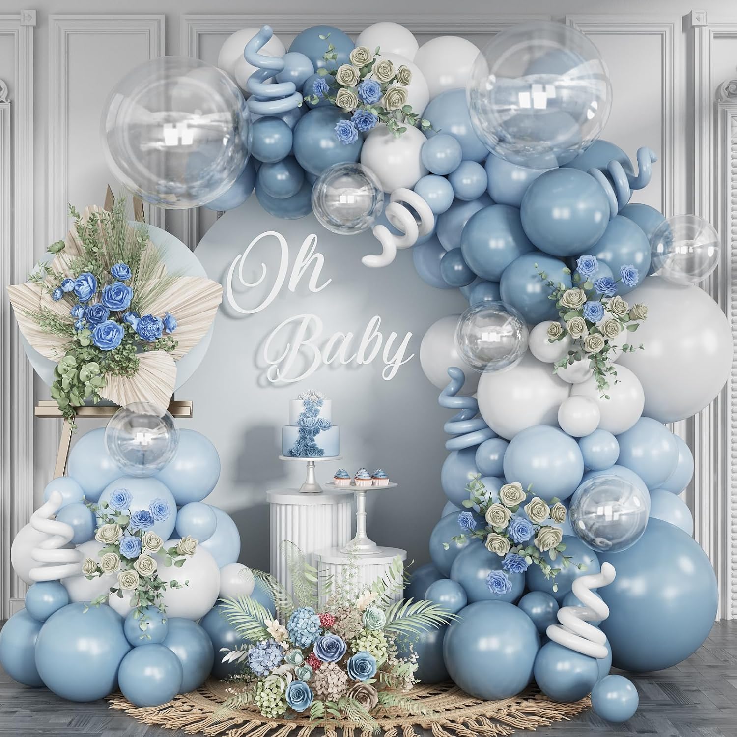 Amazon.com: Dusty Blue Balloon Arch Kit, Dusty Blue and White Balloon Arch Garland Kit Light ...