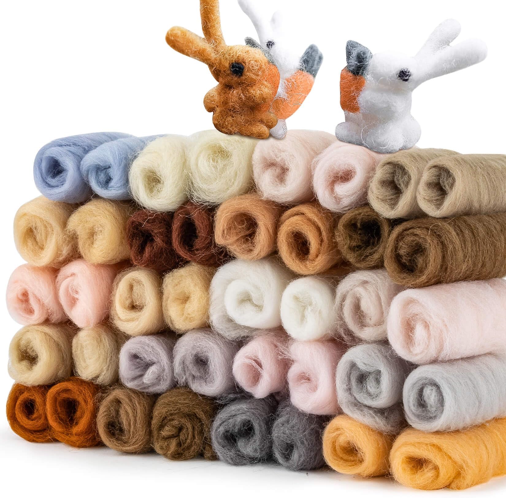 Amazon.com: Habbi 100 Colors Needle Felting Wool - Fibre Wool Roving ...