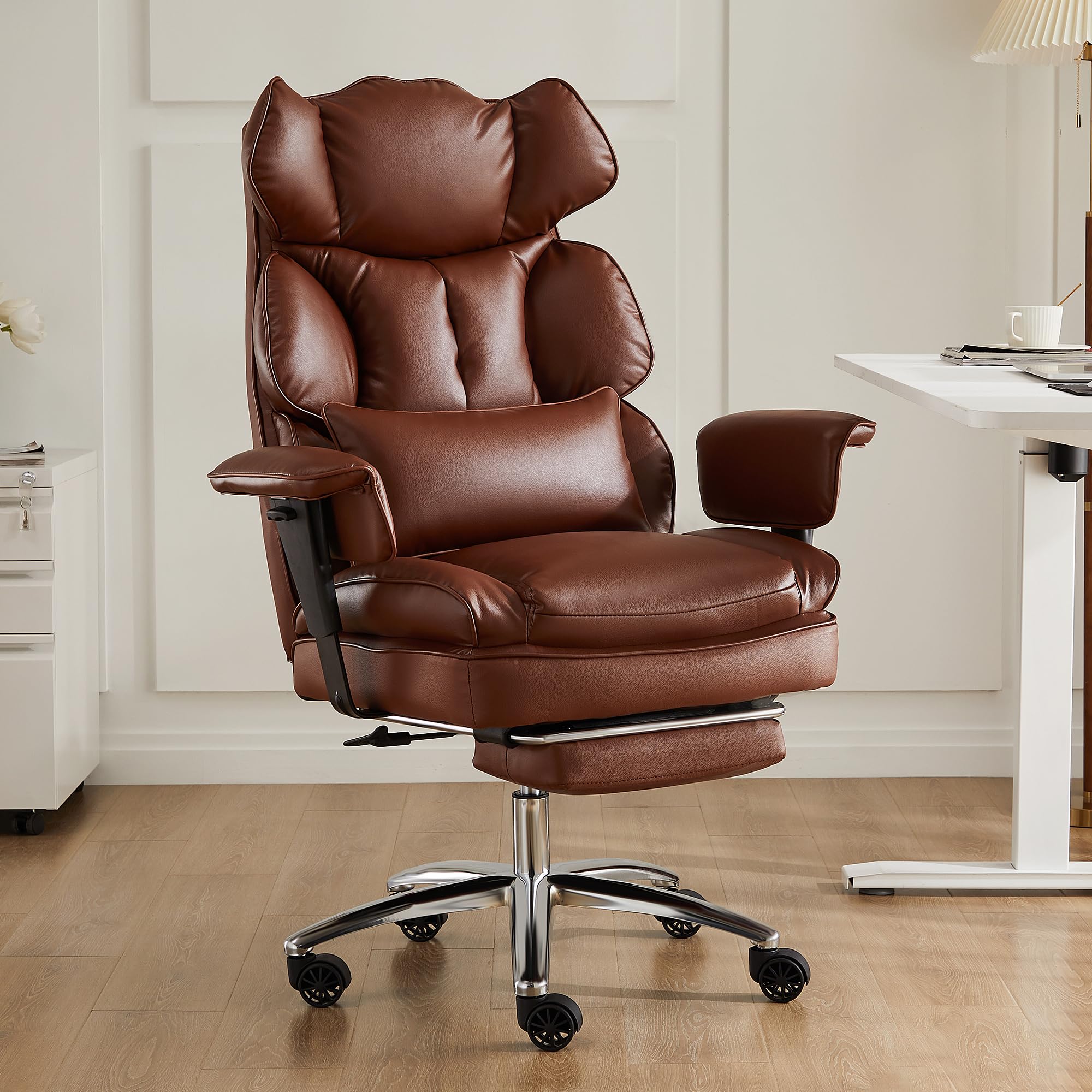 Big and Tall Home Office High Back Reclining Desk Chair with Footrest ...