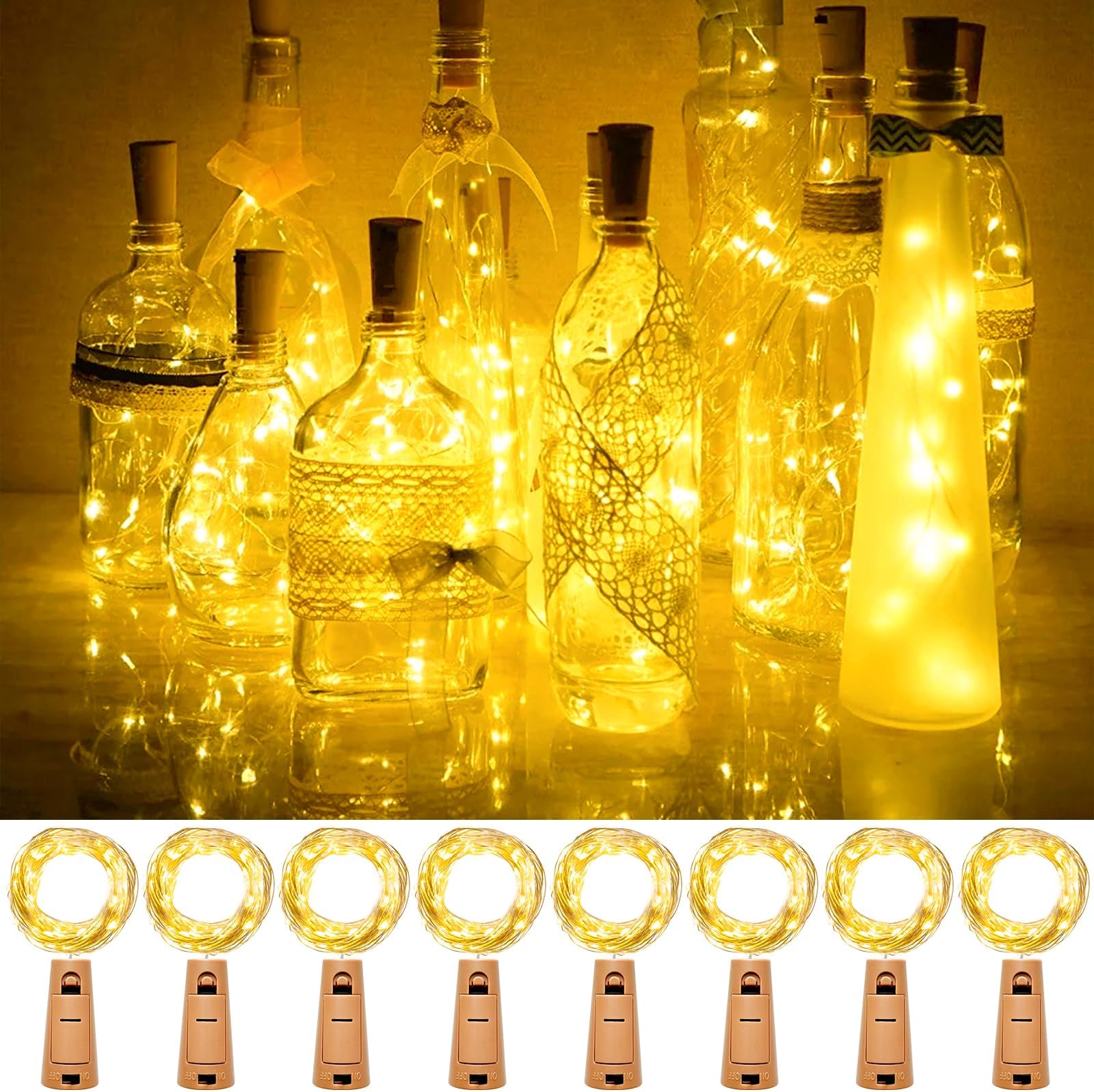 Kolpop Bottle Lights with Cork, 8 Packs Wine Bottle Lights Battery ...