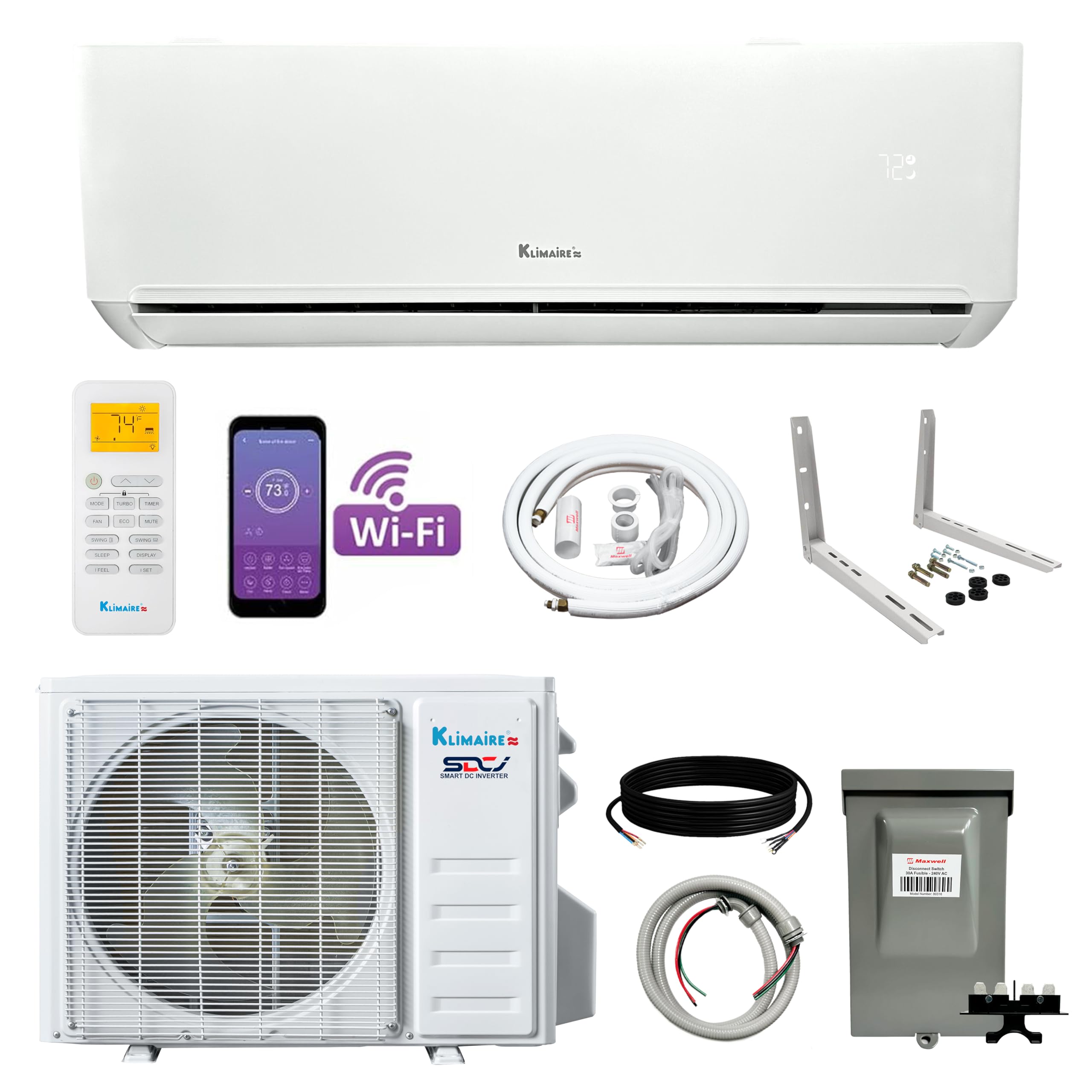 Amazon.com: Klimaire 9,000 BTU 23 SEER2 Wall Mounted Ductless Mini ...