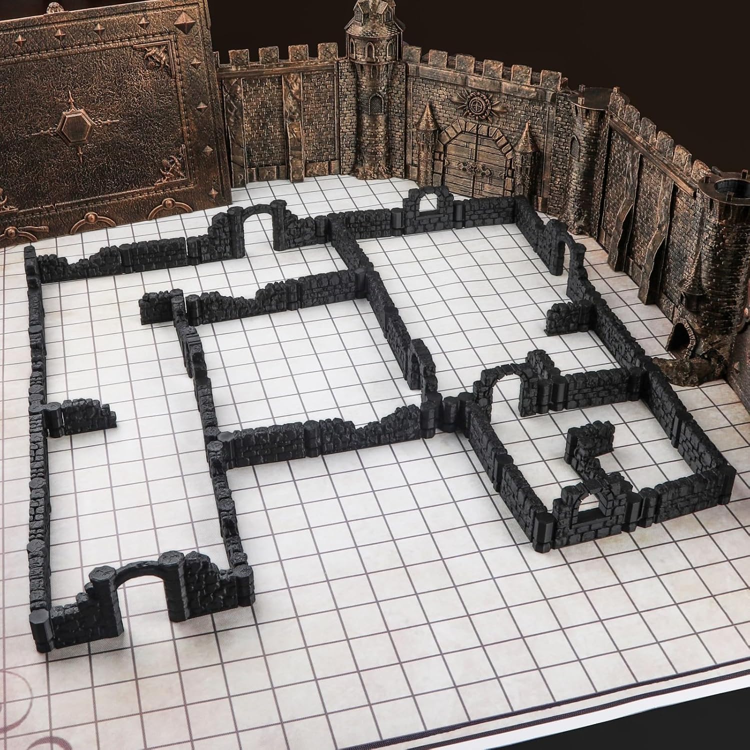 Amazon.com: 60 Piece Hinged Modular Dungeon Terrain Set. Black Stone ...