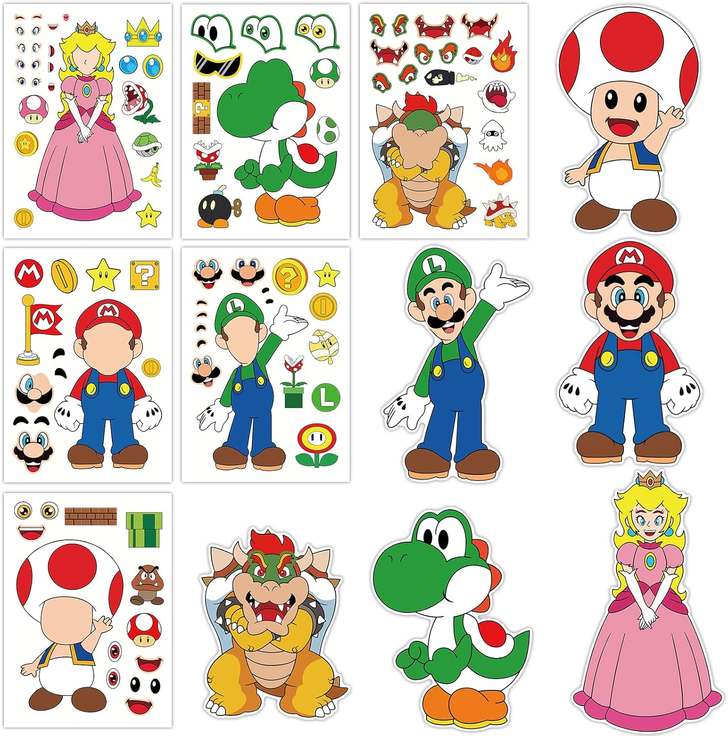 Amazon.com: 36Pcs Super Bros Stickers for Kids, Make a Face Crafts ...