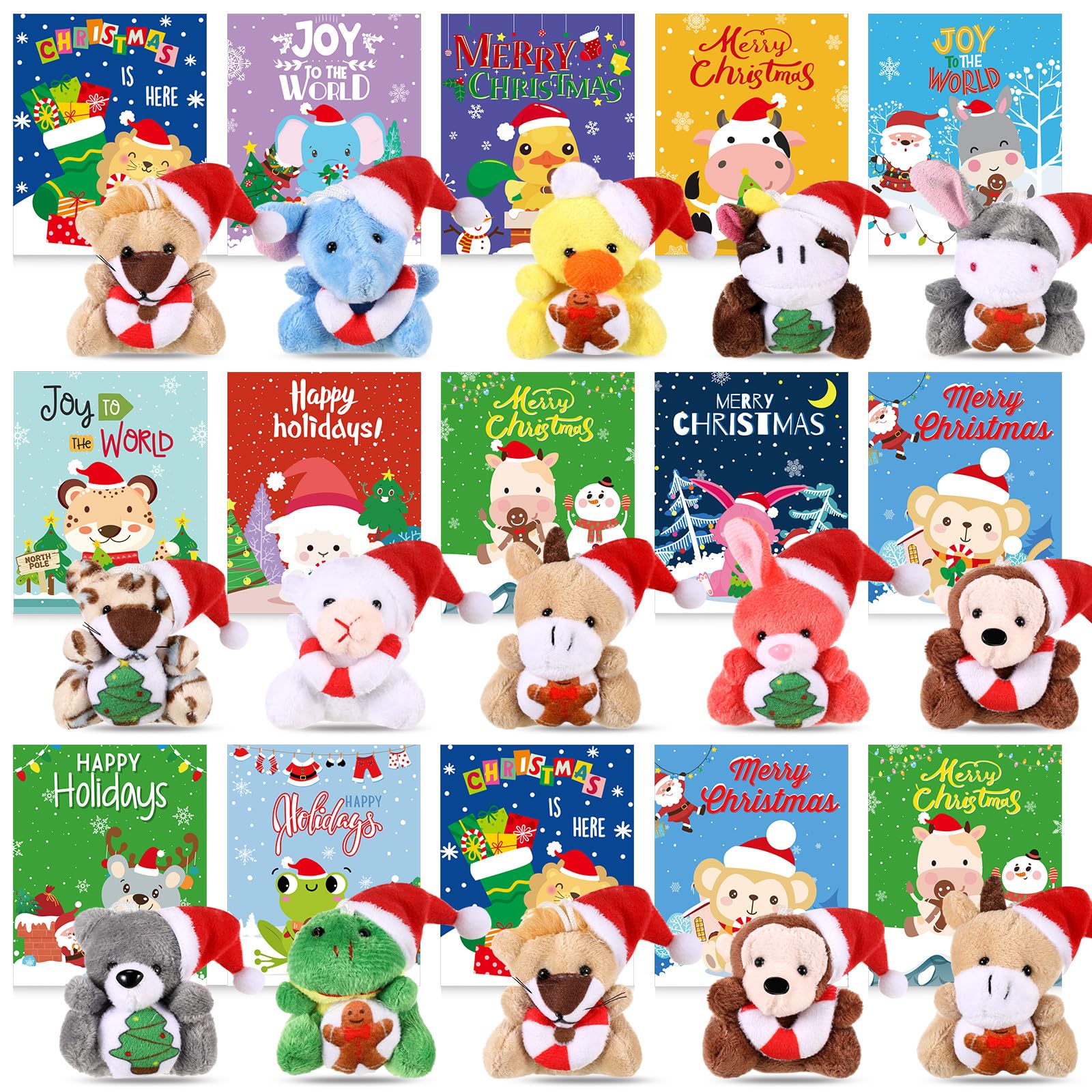 Snapklik.com : Hollowfly 15 Sets Christmas Plush Bulk Mini Stuffed Animals