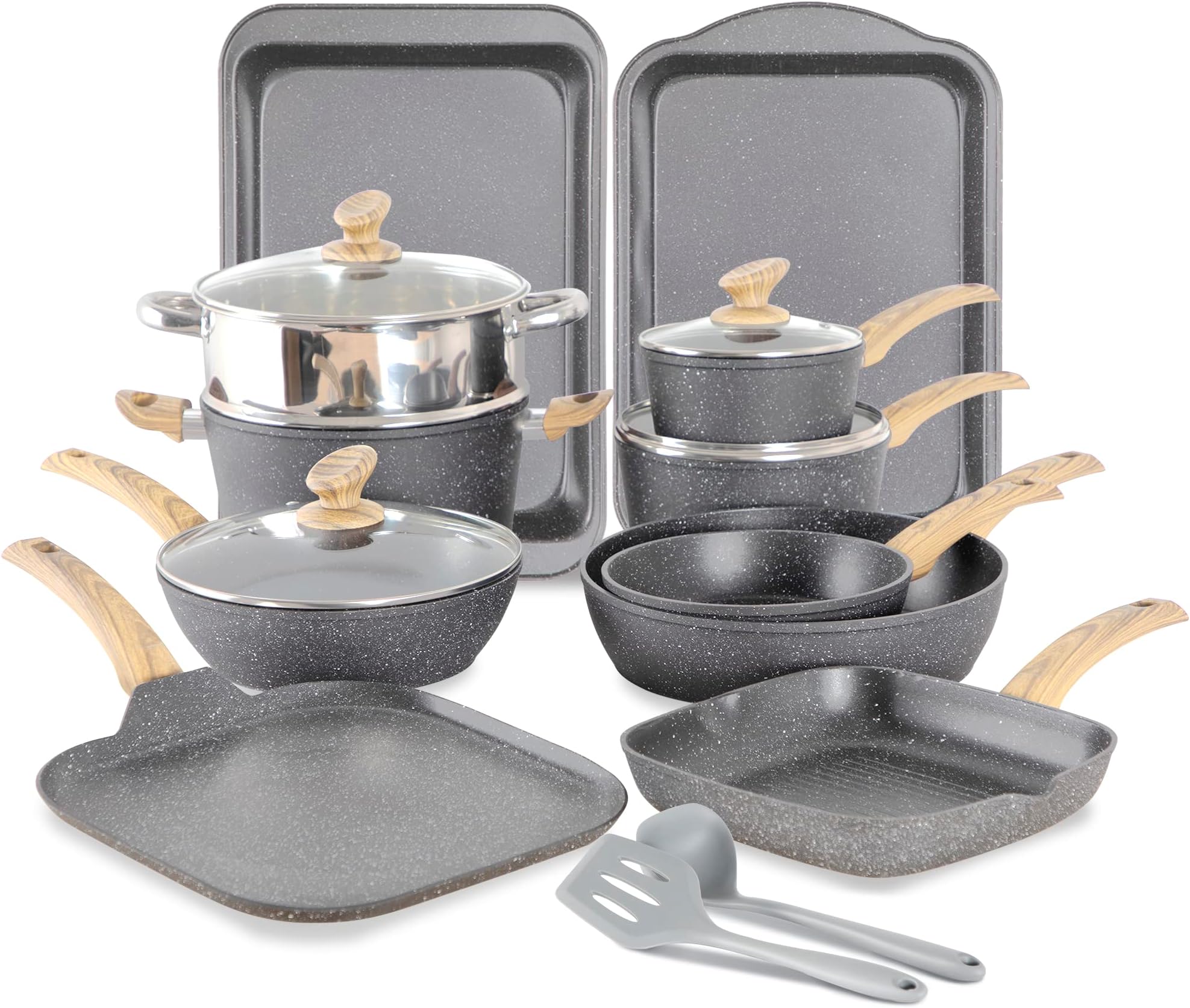 Amazon.com: MAISON ARTS 17-Piece Pots and Pans Set - Kitchen Cookware ...