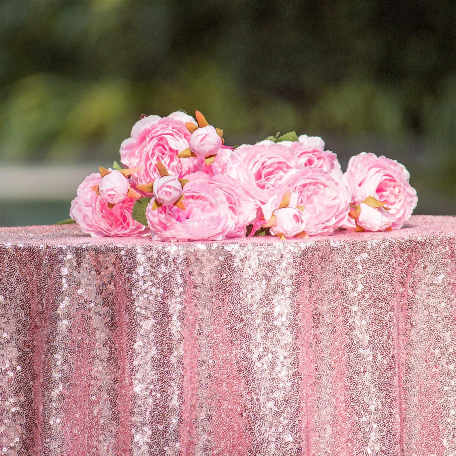 Amazon.com: TCBESTO Rose Pink Sequin Tablecloth 50" Glitter Table Cloth ...
