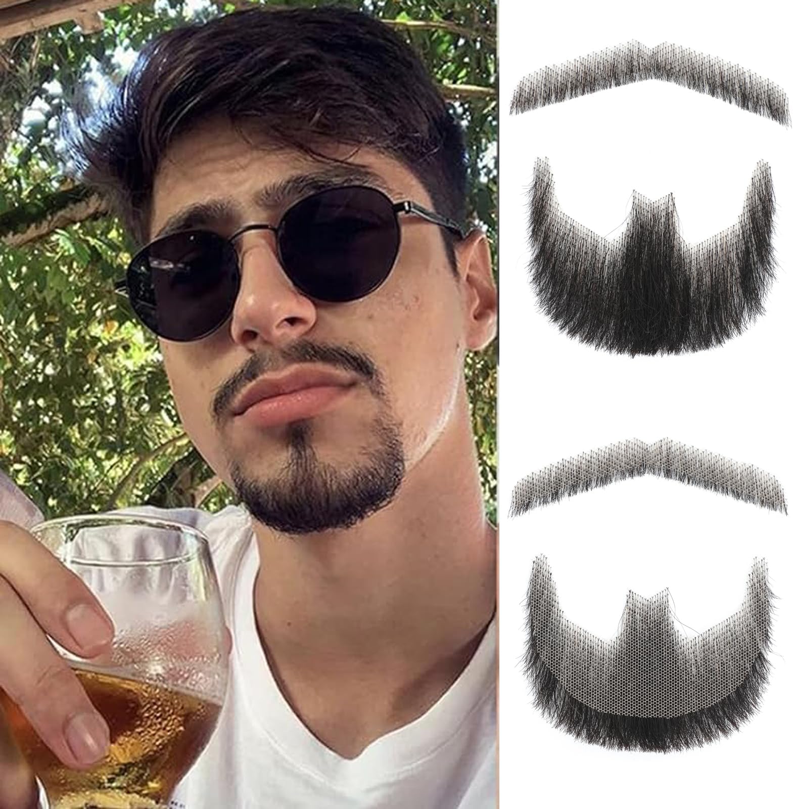 Amazon.com: Fake Beard Human Hair Realistic Mustache colorvay Human ...