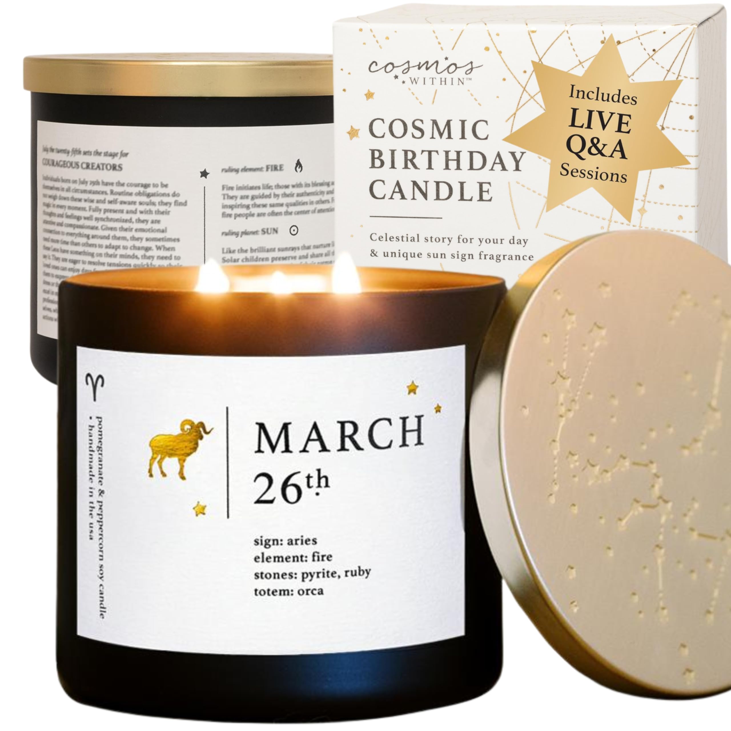 Amazon.com: March 26th Personalized Zodiac Candle | Inspirational ...