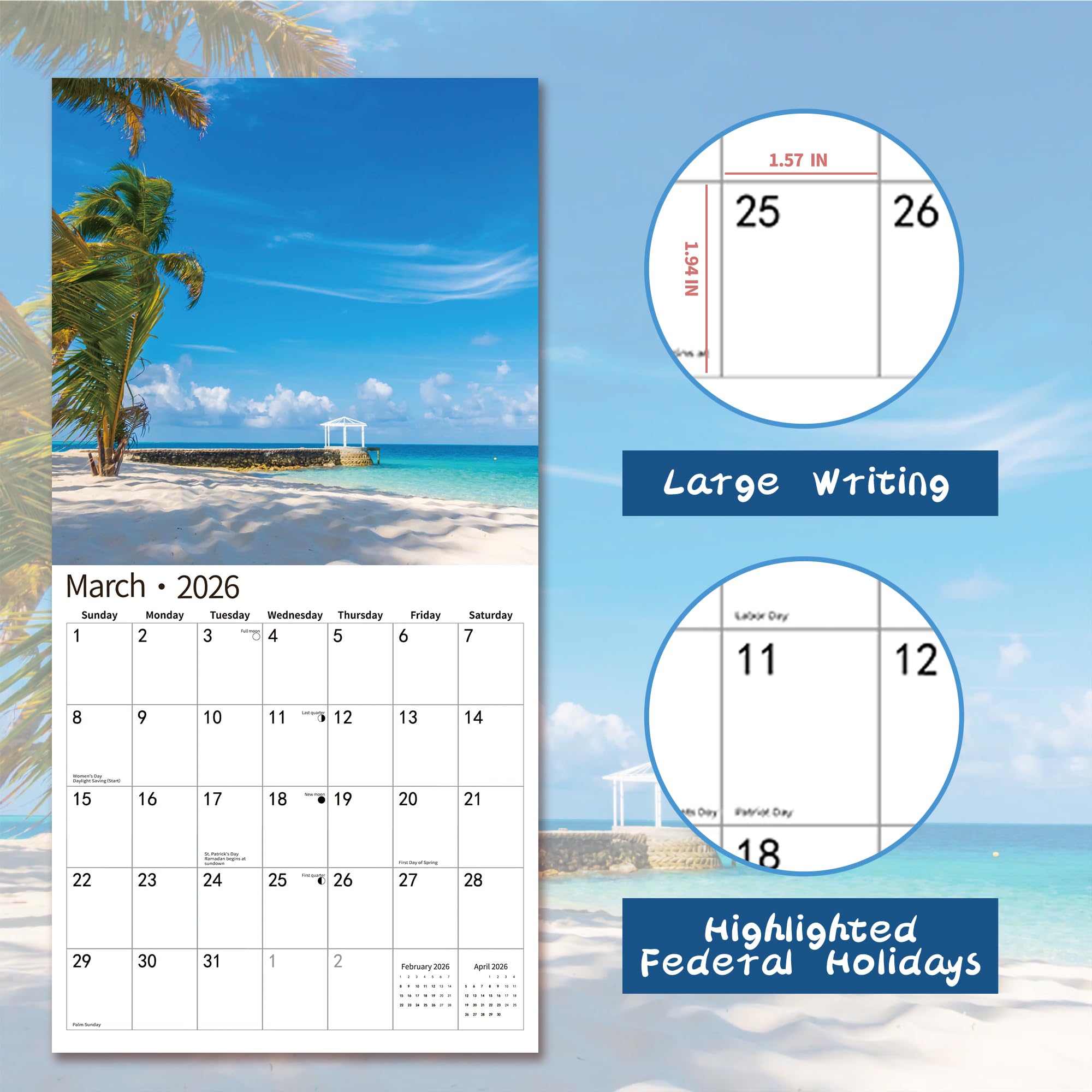 Snapklik.com : 2026 Wall Calendar,Calendar 2026, July 2025 - December 2026, Wall Calendar Island ...