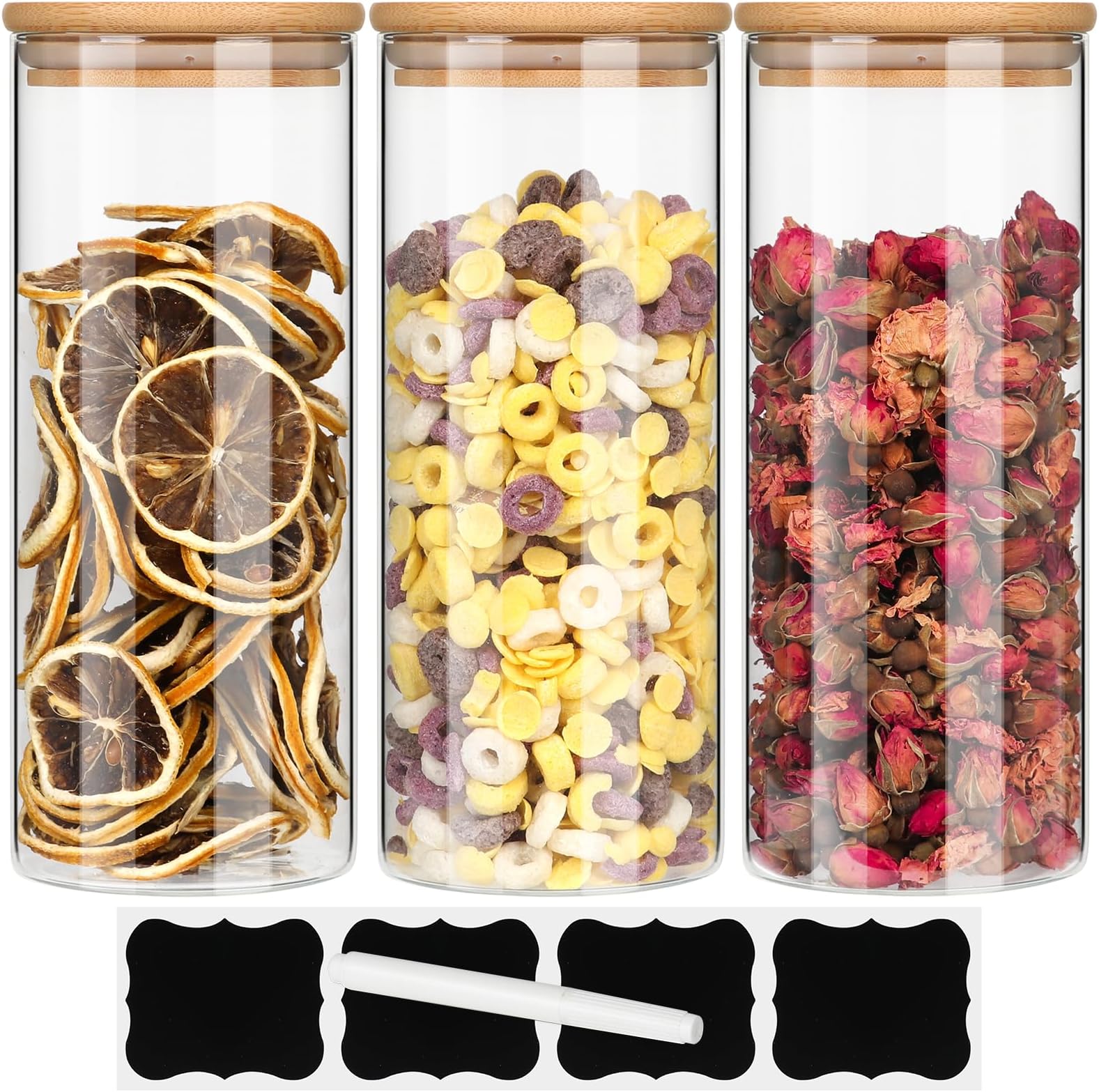 Amazon.com: Mfacoy 4 Pack Glass Storage Jars with Airtight Bamboo Lid ...