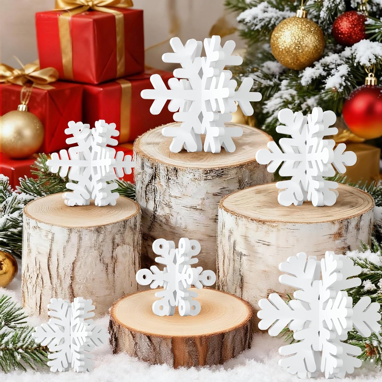 Amazon.com: NEBURORA 8 Sets Wooden Snowflake Tabletop Decorations 16 ...