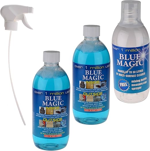 Blue Magic Cleaning Solution, 2 x 500ml Bottles, with Mixer Bottle ...