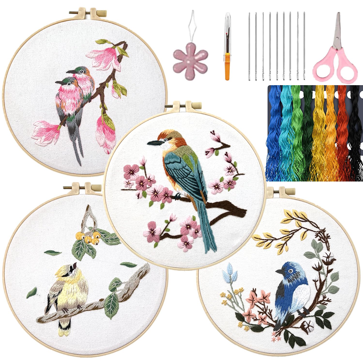 Amazon.com: Generic 4 Sets Embroidery Kit for Beginners Adults Cross ...