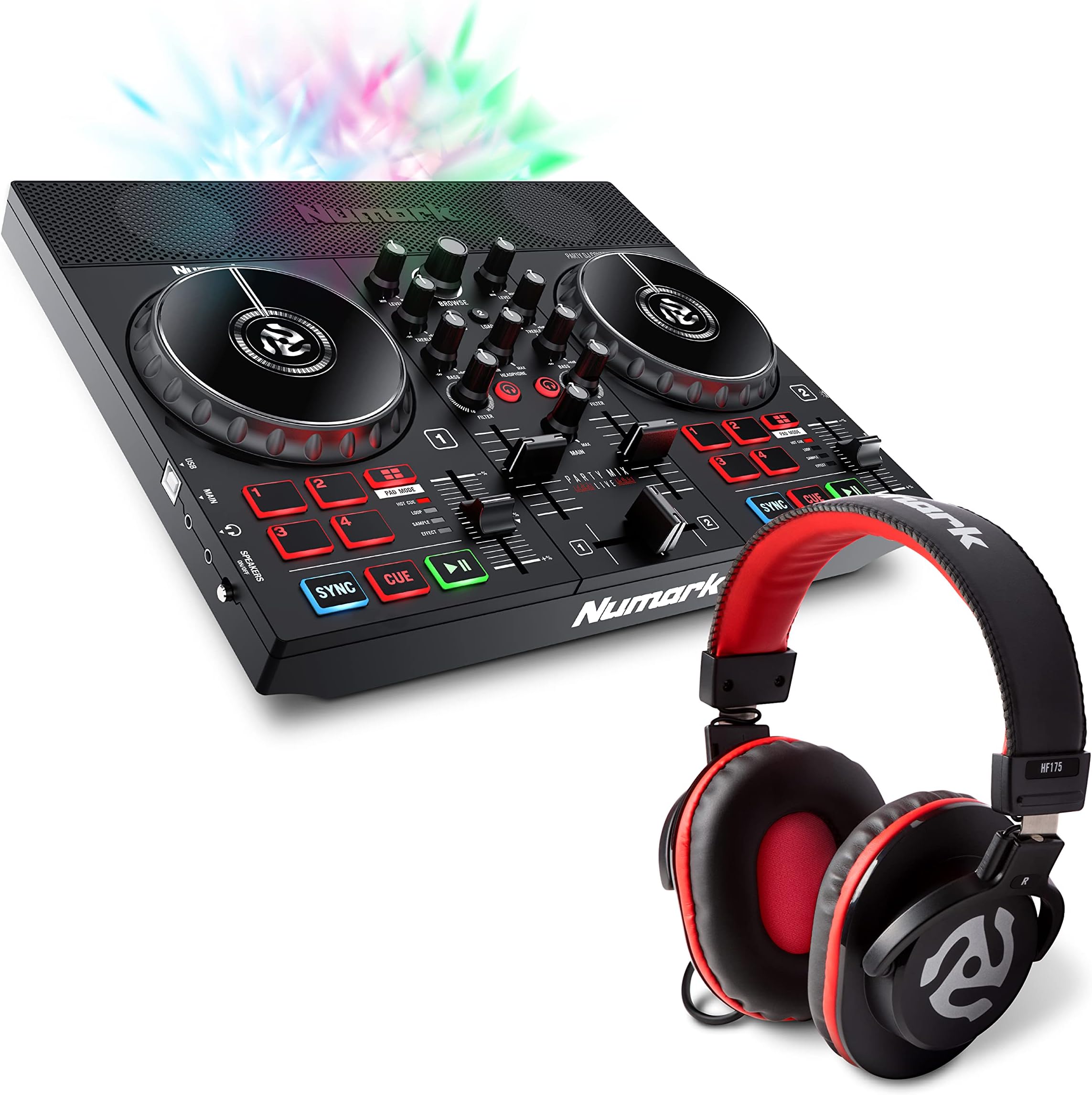 Numark Party Pack - Party Mix Live DJ Controller Mixer with Built-in ...