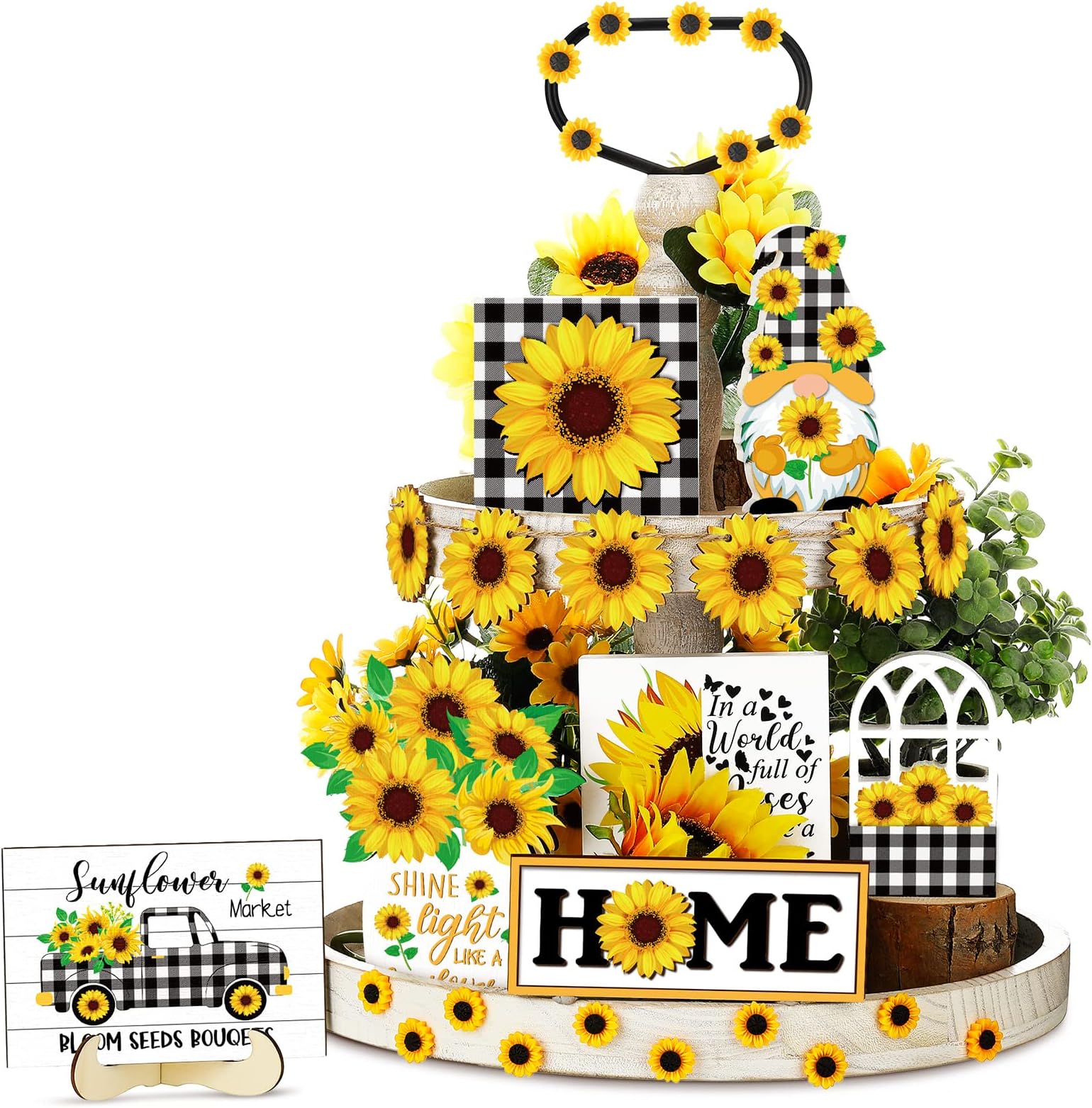 Amazon.com: 12 Pcs Sunflower Tiered Tray Decor Sunflower Decorations ...