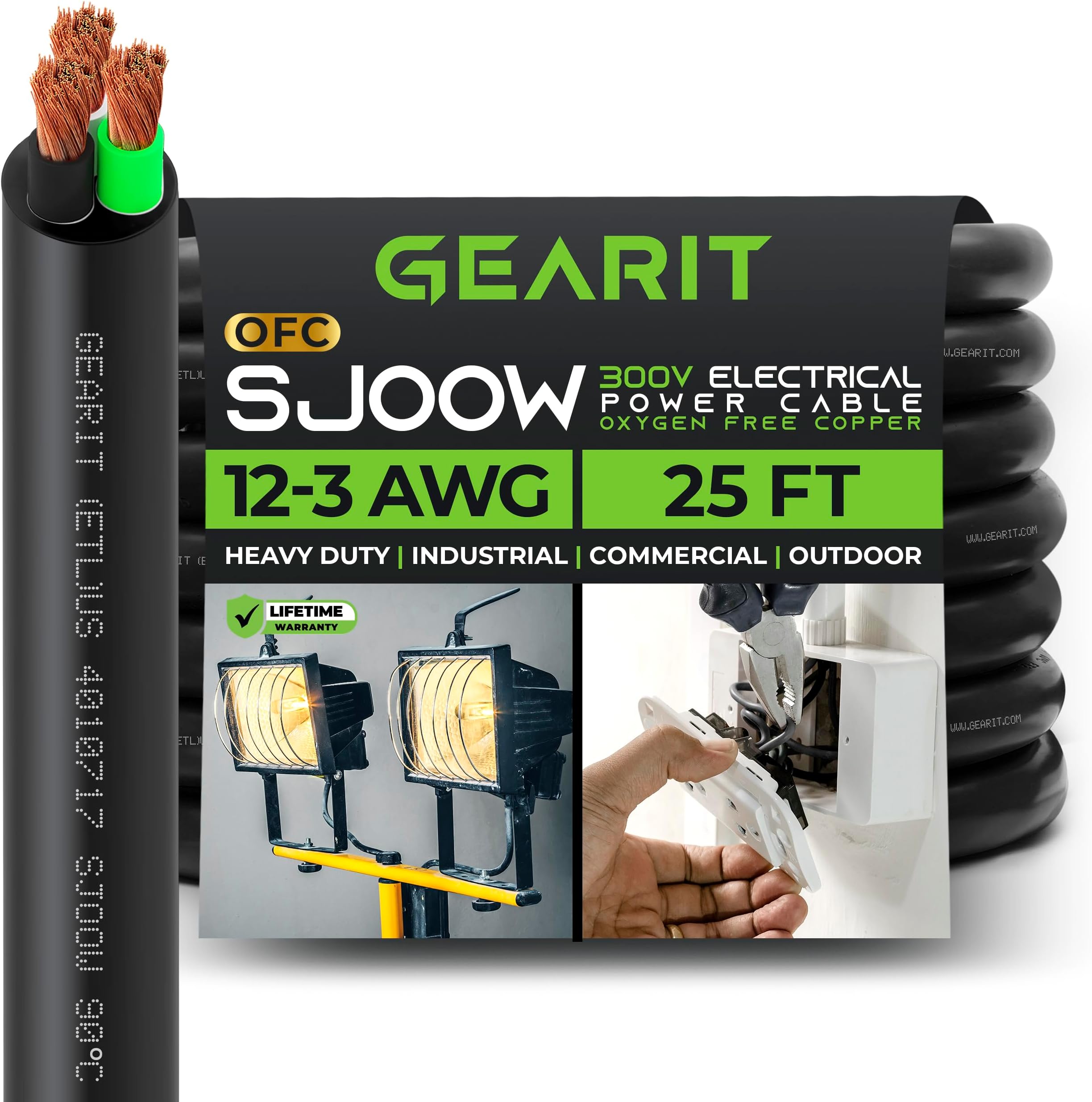 Amazon.com: Flextreme 10/3 Bulk Cable 100 Foot - SJOOW Jacket, 30 Amps ...