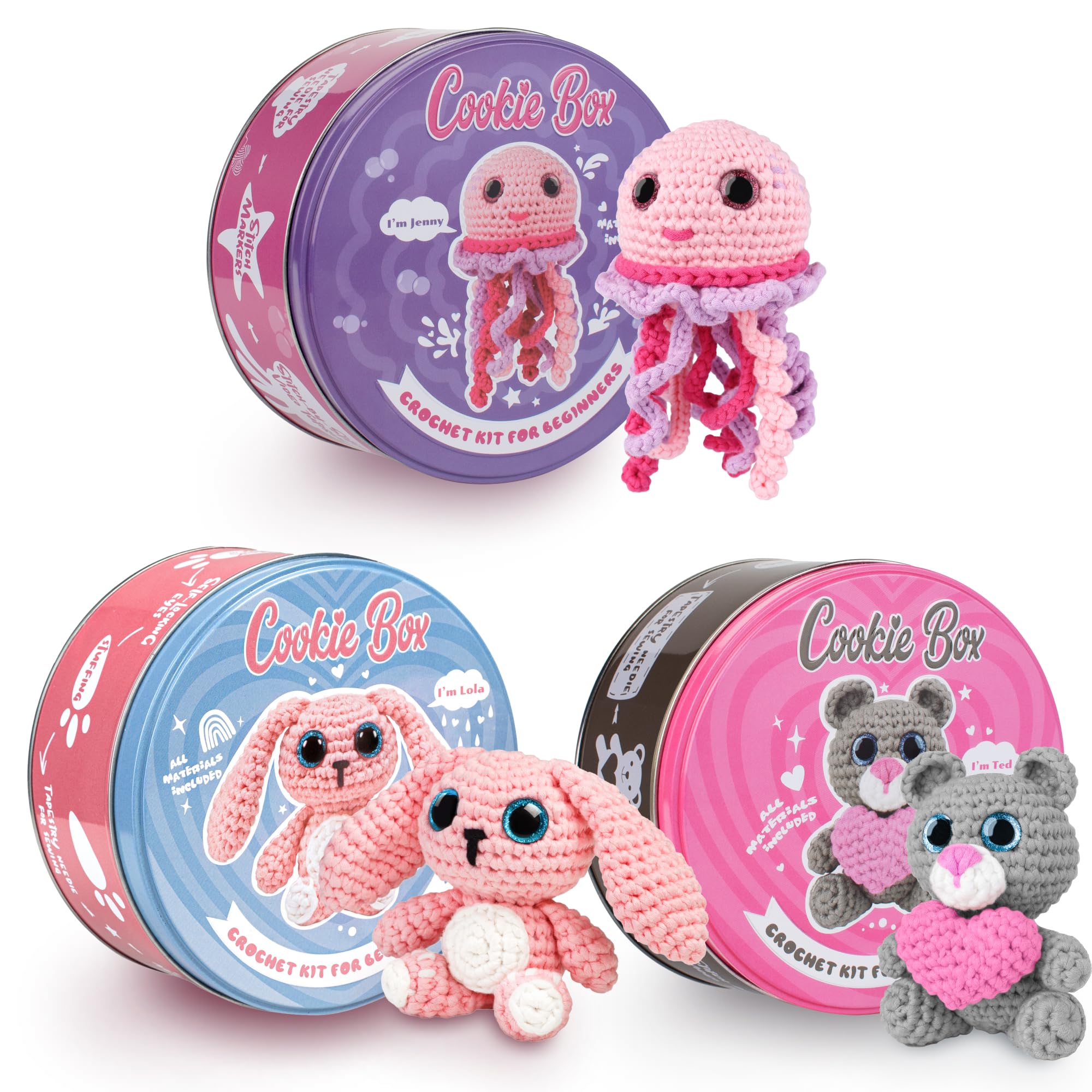 Amazon.com: Cookie Box Crochet Kits for Beginners - Bunny Lola ...