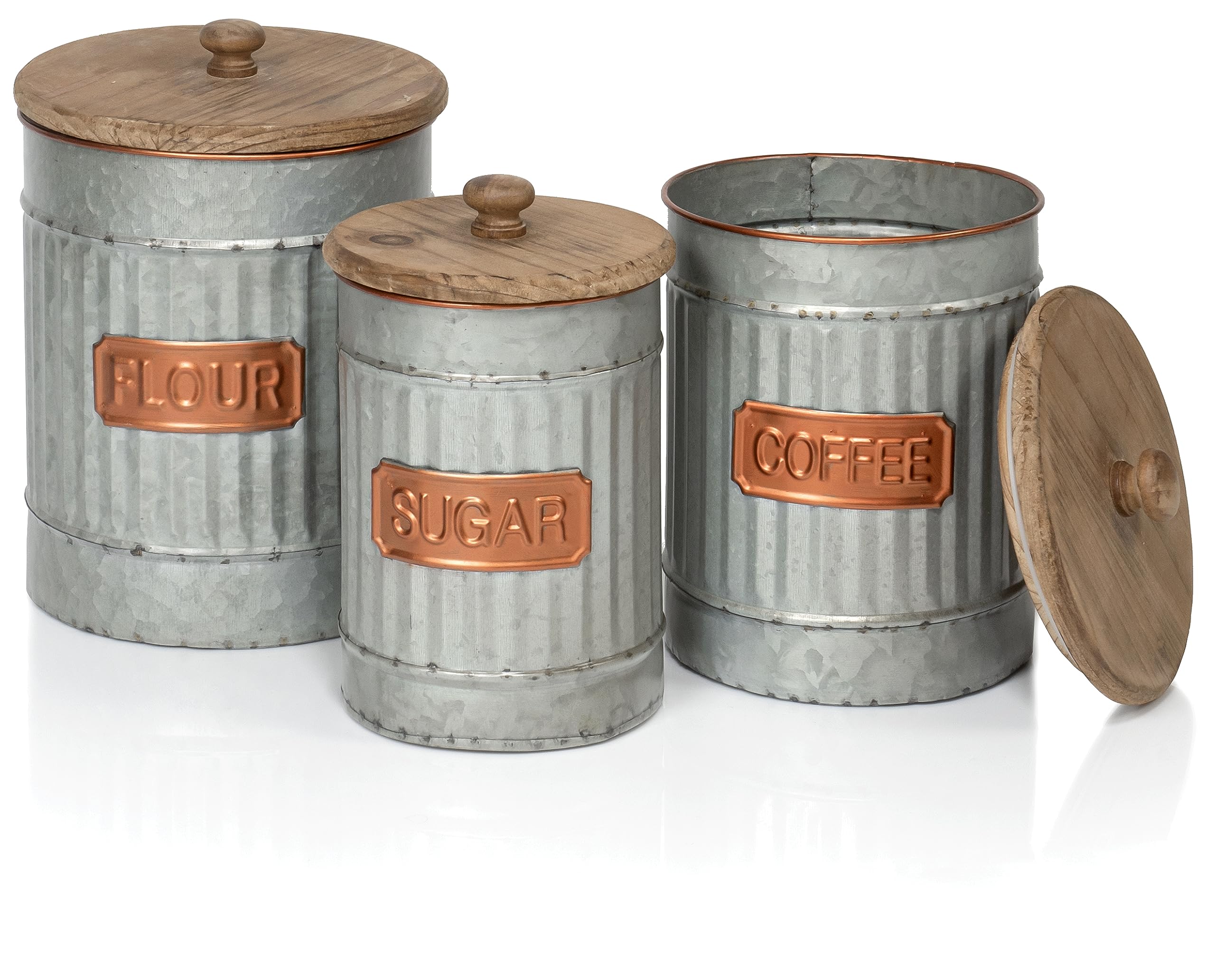 Snapklik.com : Red Co Set Of 3 Sizes Flour, Coffee, Sugar Corrugated ...