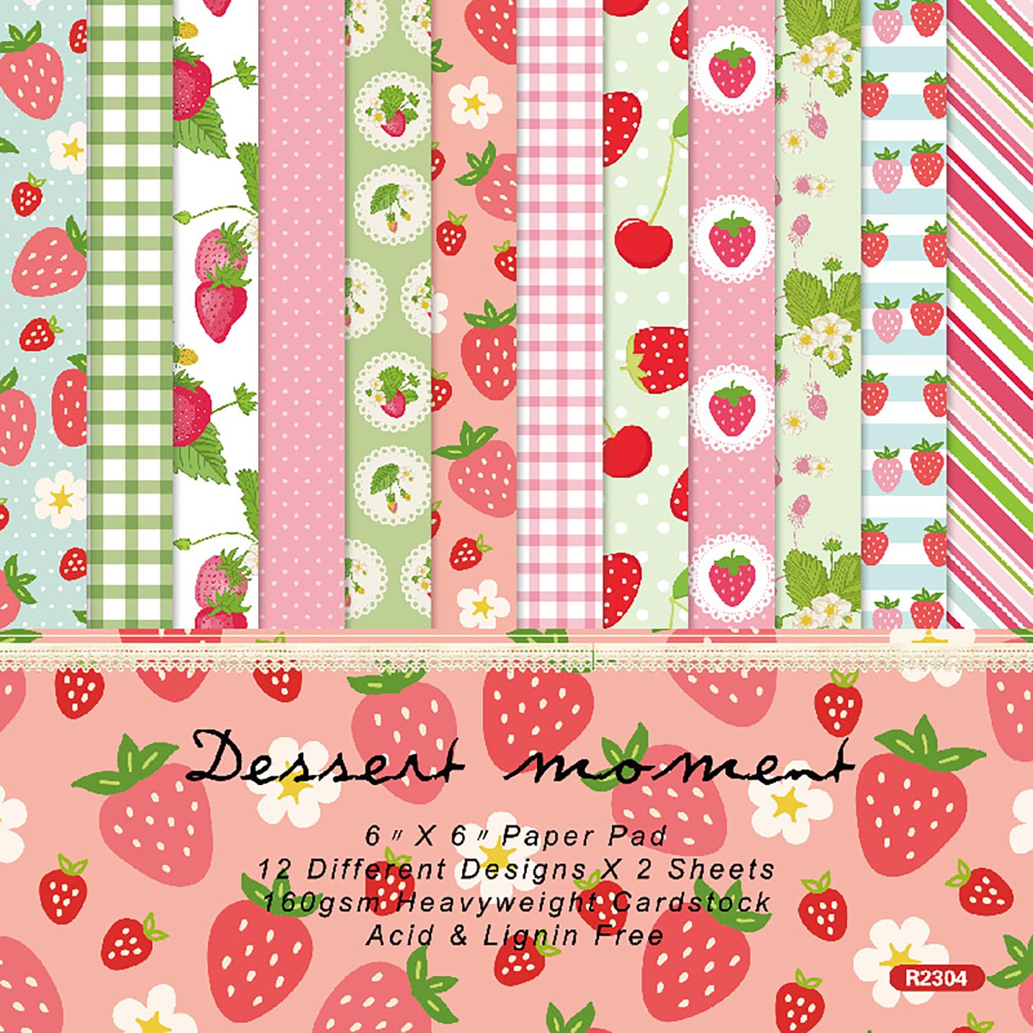 Cardstock With Strawberries 24PCS 6" Freshing Berries Scrapbook
