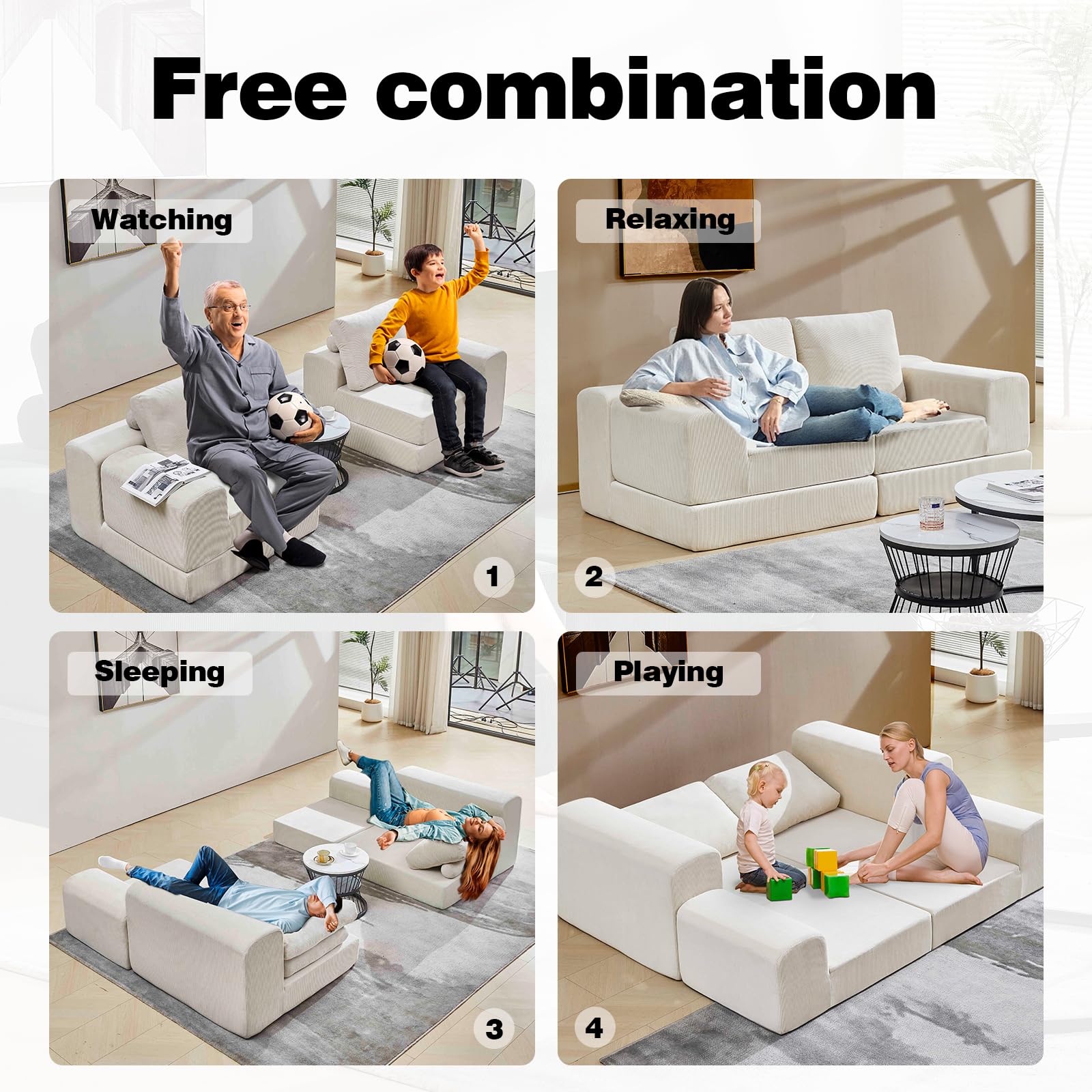 Cloud Modular Sectional Sofa, DIY Combination Modular Couch Sectional ...