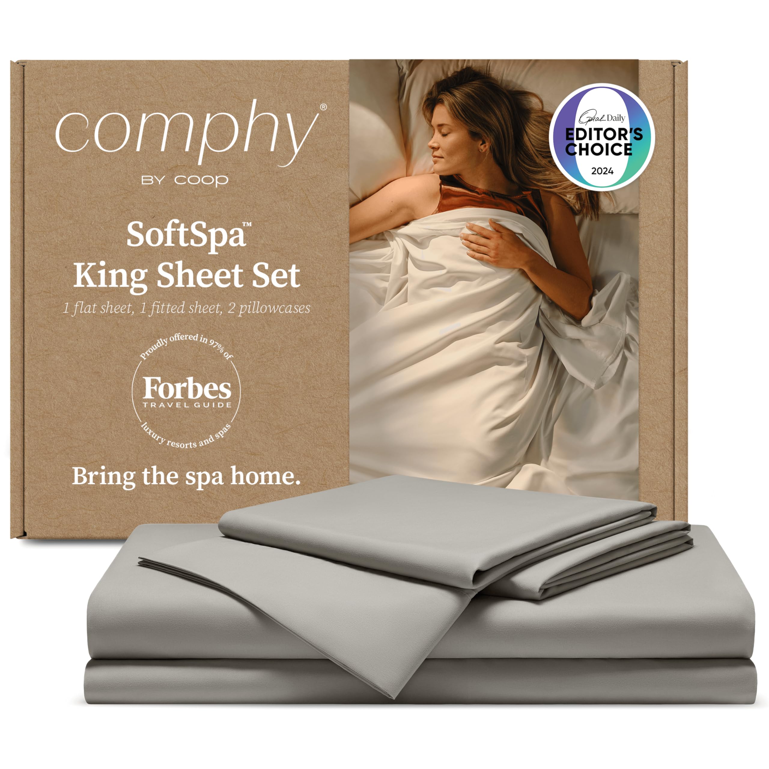 Amazon.com: Coop Home Goods Comphy SoftSpa Bed Sheet Set of 4 Pieces, Dove Grey King, Super Soft ...