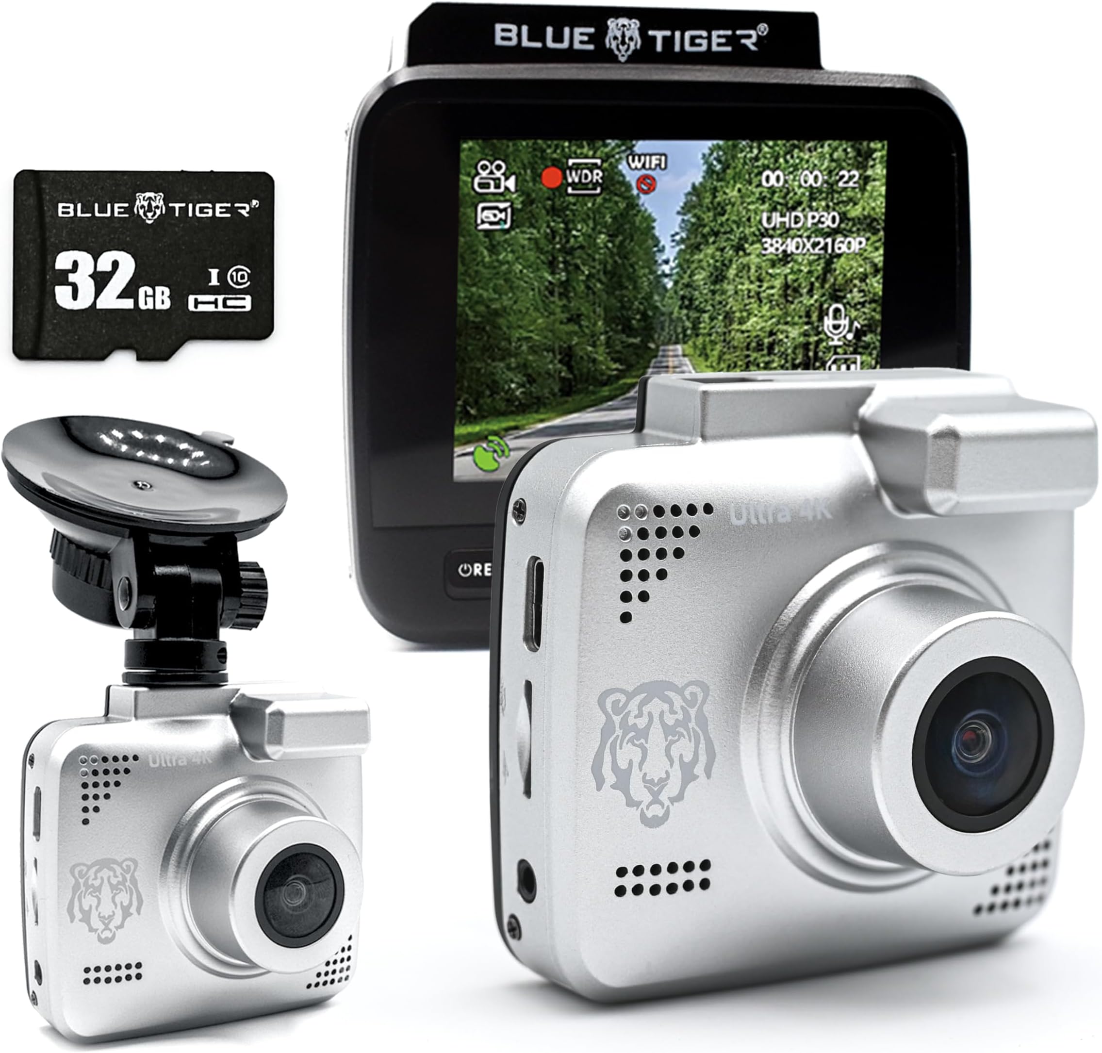 Amazon.com: Blue Tiger Silver Series Dash Cam 4K Ultra HD Automatic ...