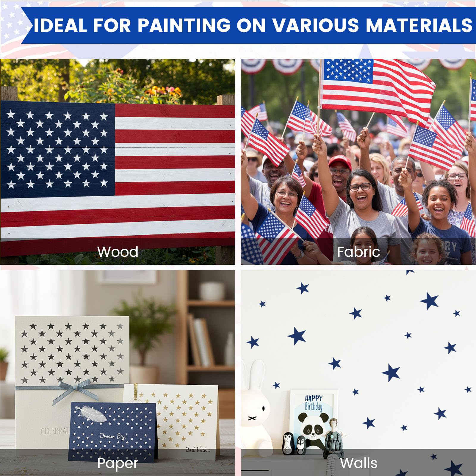 Snapklik.com : 50-Star American Flag Stencil Set, 3 Sizes Reusable ...