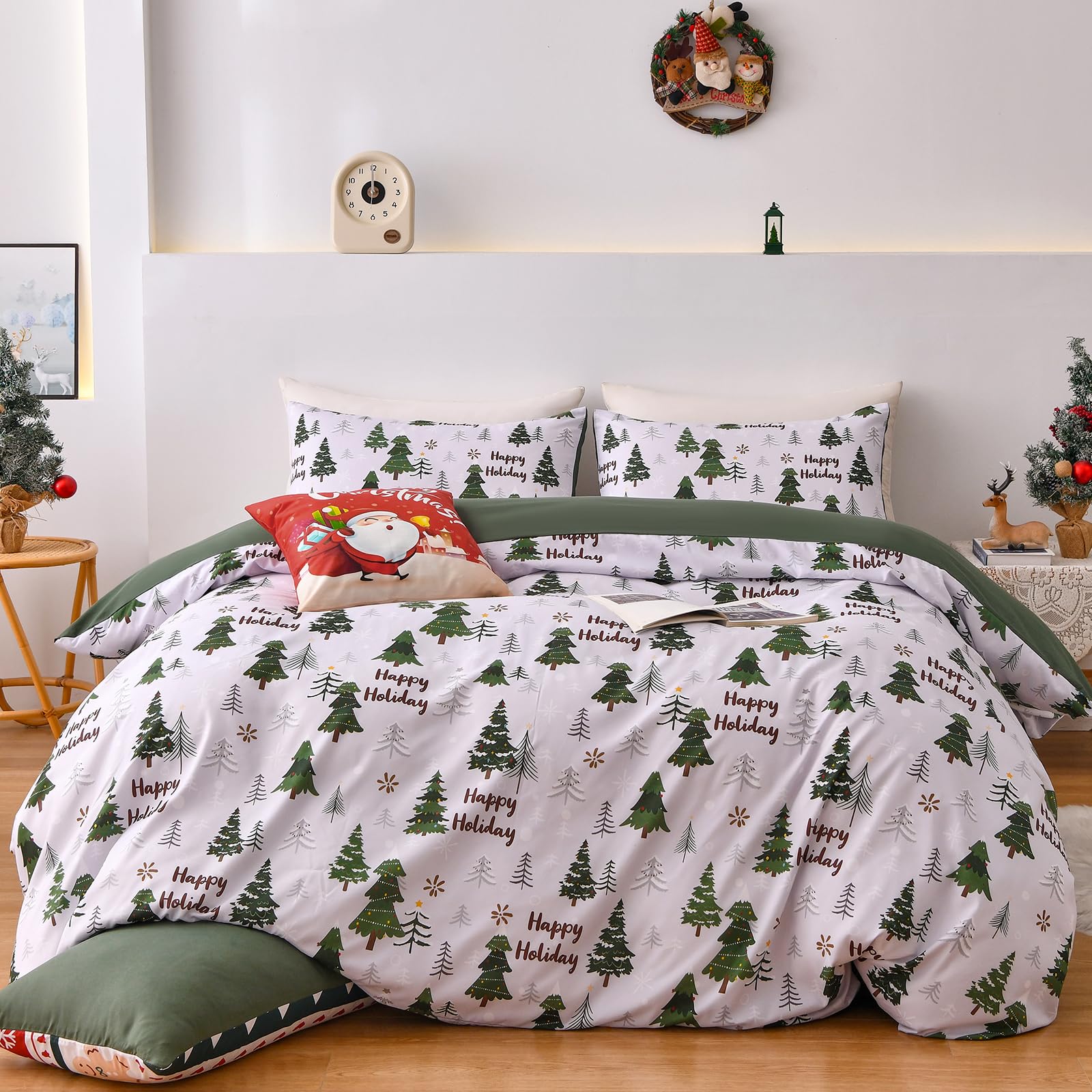 Amazon.com: Luxudecor Christmas Duvet Cover Set Queen Size 3 Pieces ...