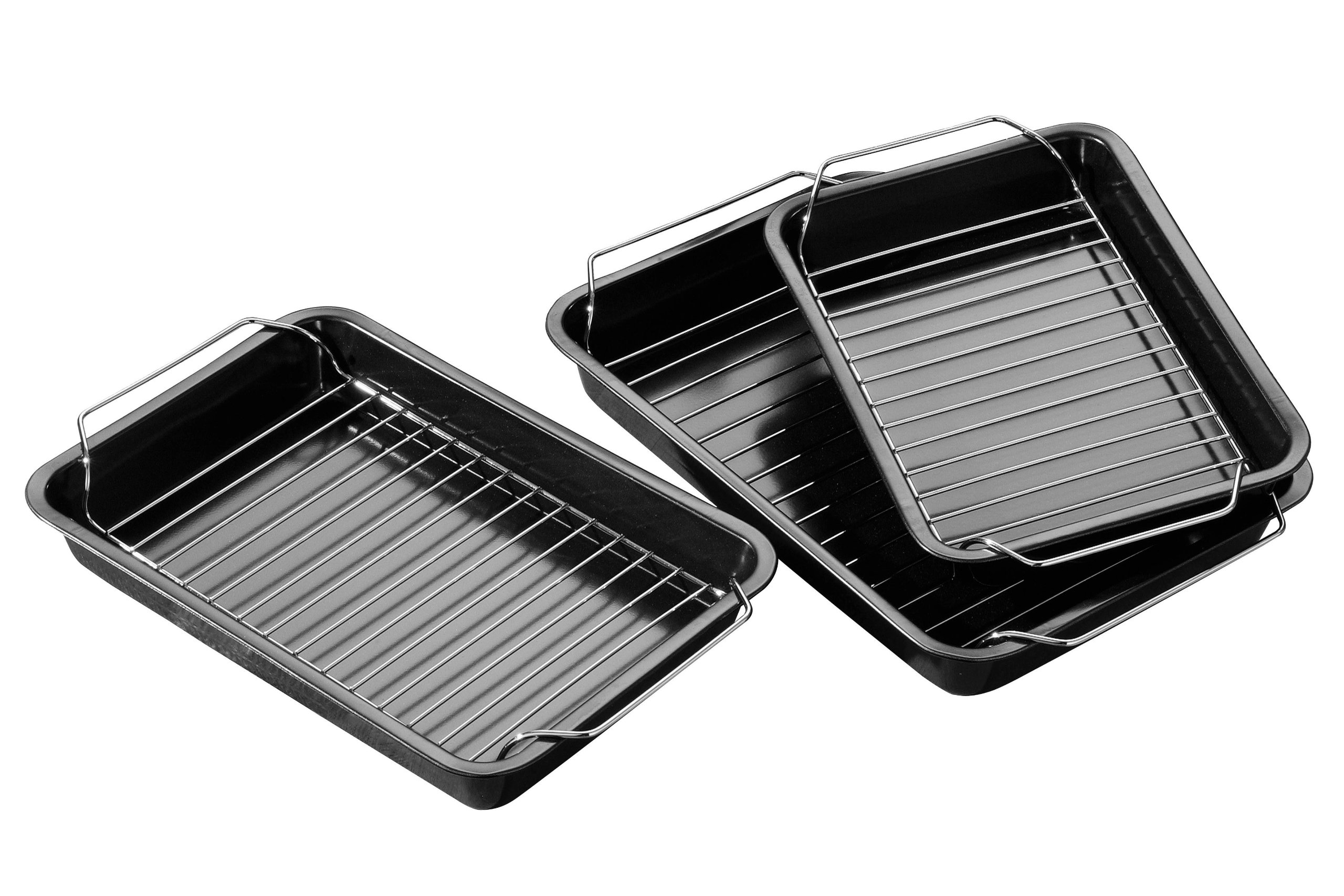 Premier Housewares Roasting Trays with Rack - Set of 3,Black,H24.50 x ...