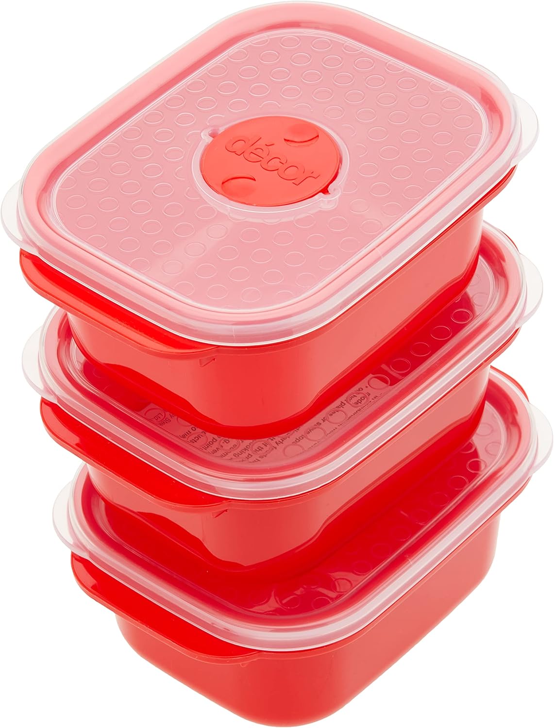 Décor 124850-004 Microsafe Microwave Food Container, Red (375ml * 3 ...