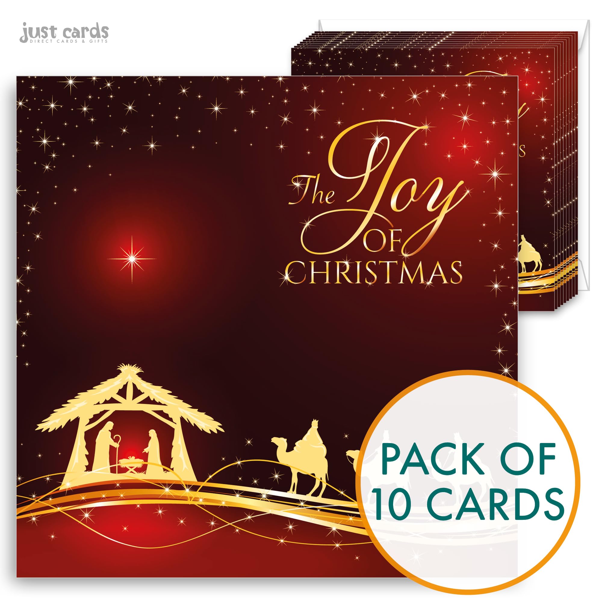 Christian Christmas cards, pack of 10 – Joy Christmas cards pack with ...