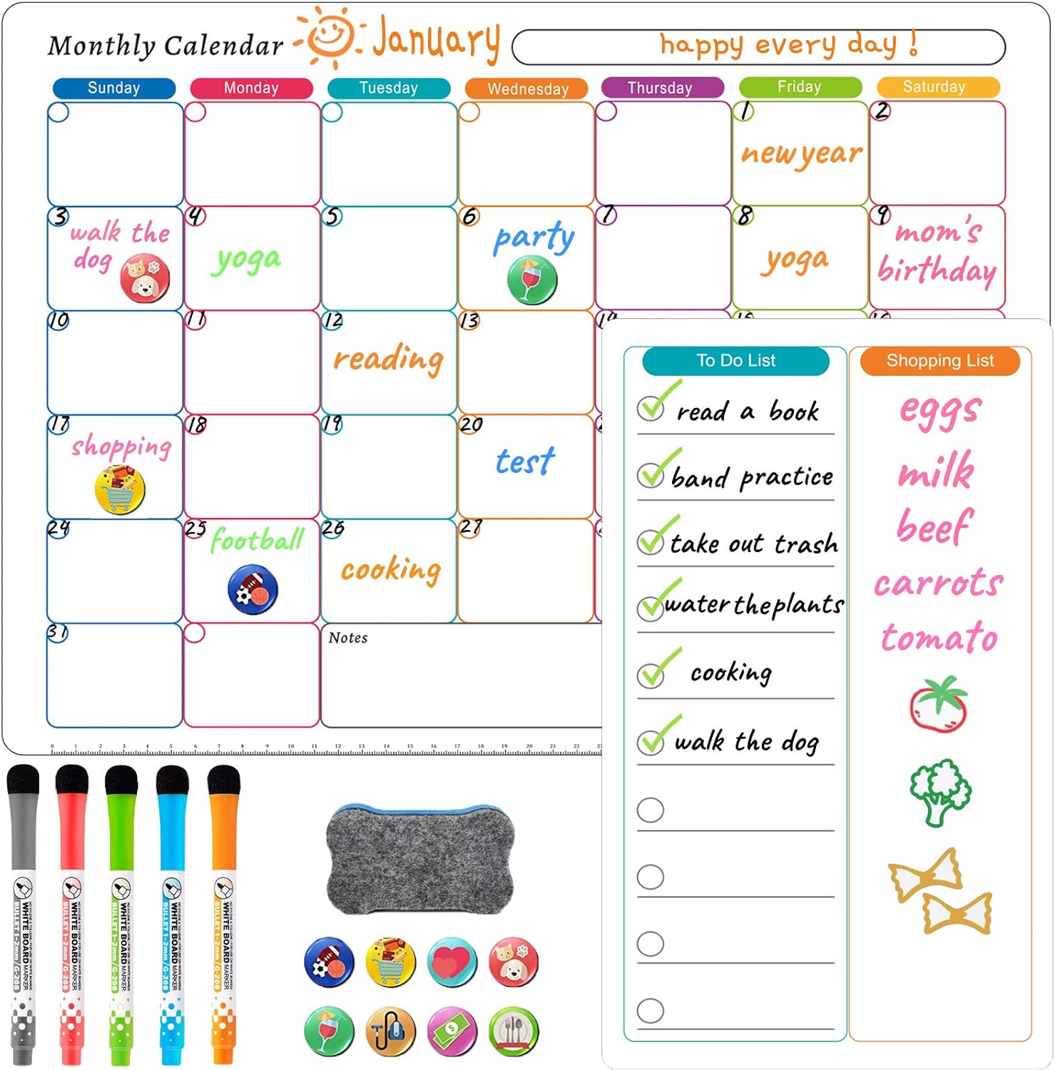 Dry Erase Calendar Magnetic Planning Boards Frige WhiteBoard Monthly ...